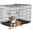 FDW 36 inch Foldable Metal Dog Crate for Medium Dogs, Double Door ...