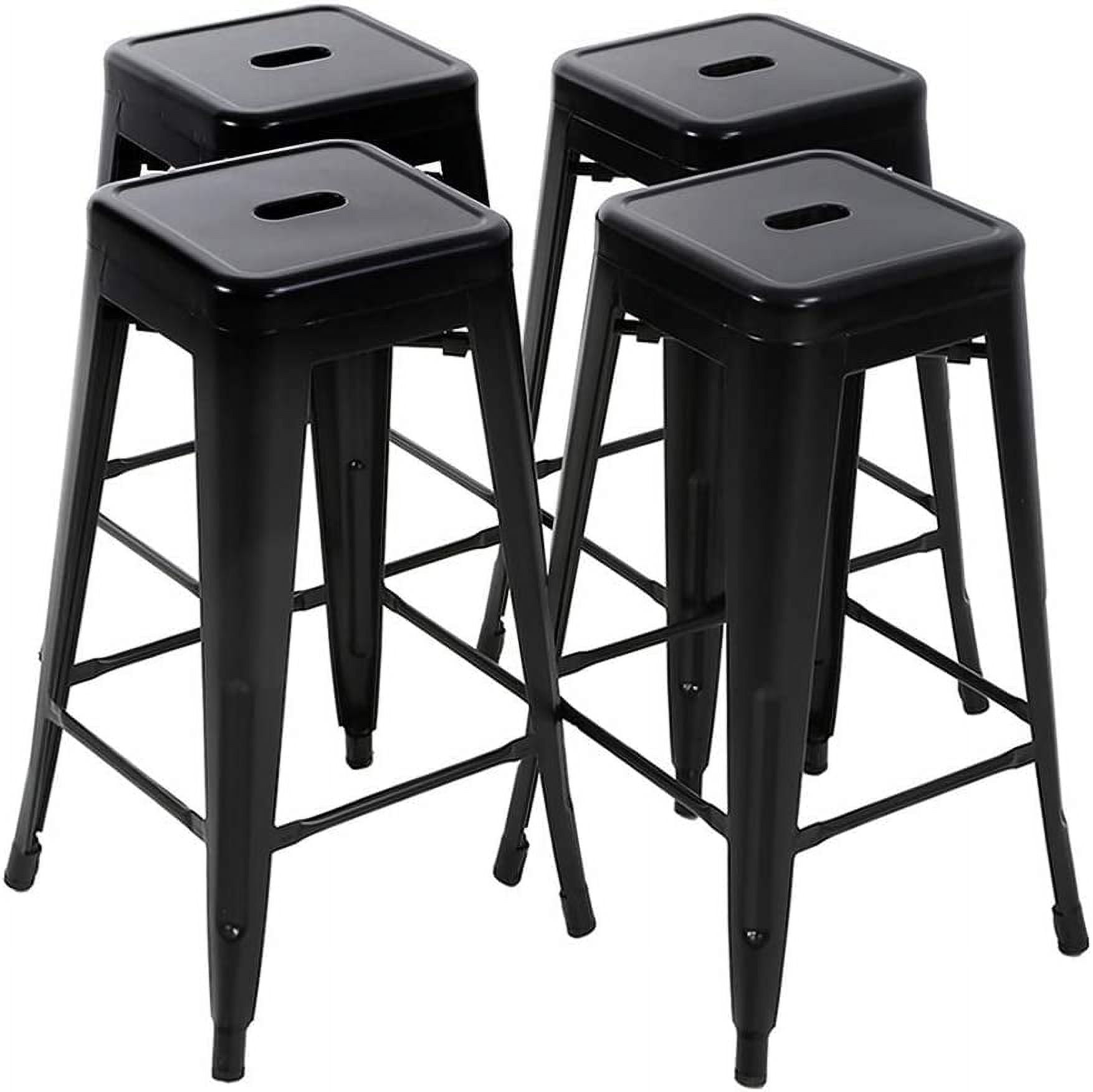 FDW 4 Stackable Metal Bar Stools, 24 Inches, Indoor/Outdoor, Kitchen ...