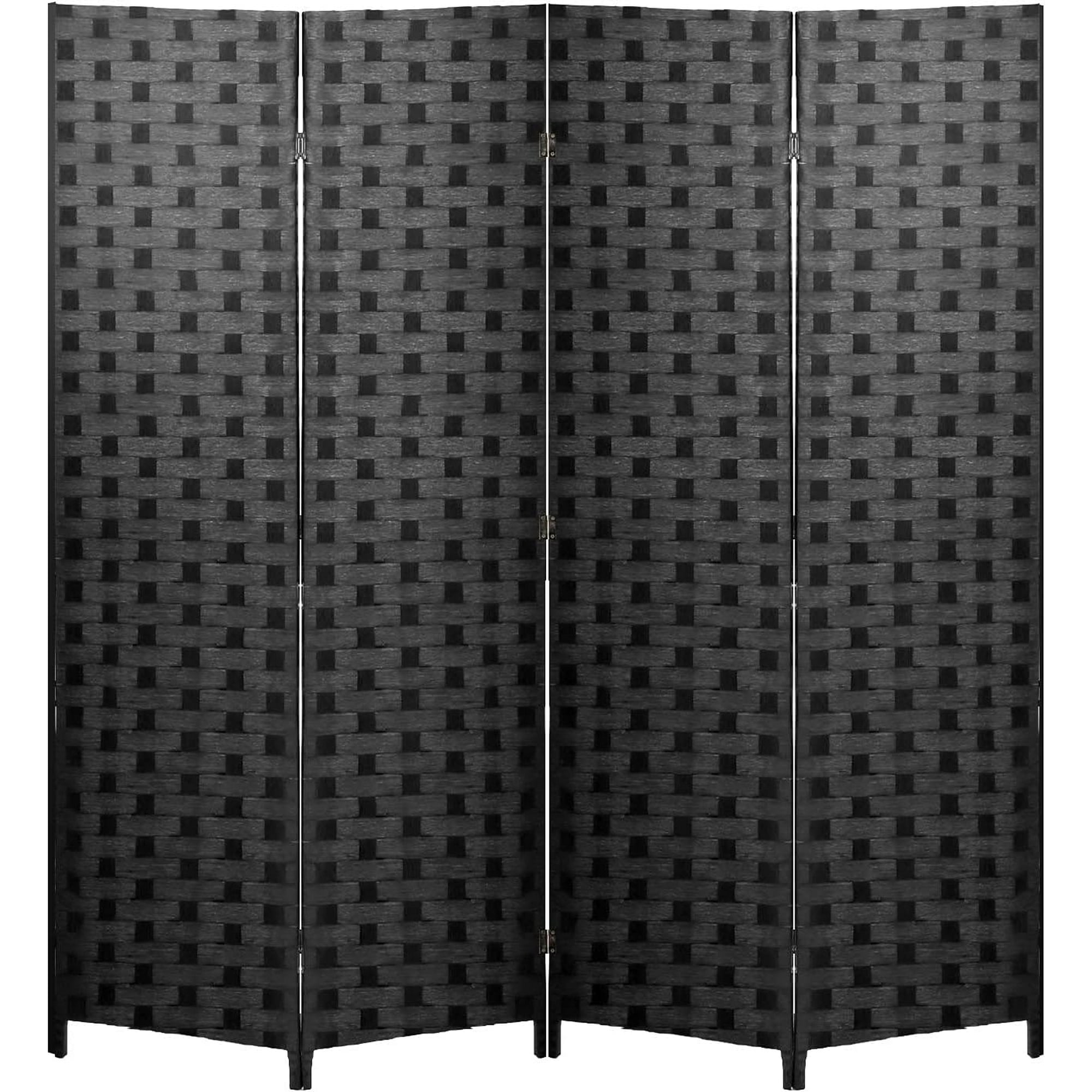 FDW Home Foldable Standing Portable Partition Wall, 4 Panel Wood Mesh ...