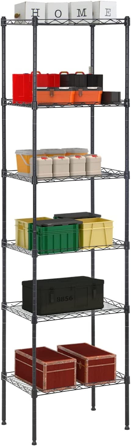 FDW 4-Tier Heavy Duty Steel Wire Adjustable Storage Rack Unit, Black ...