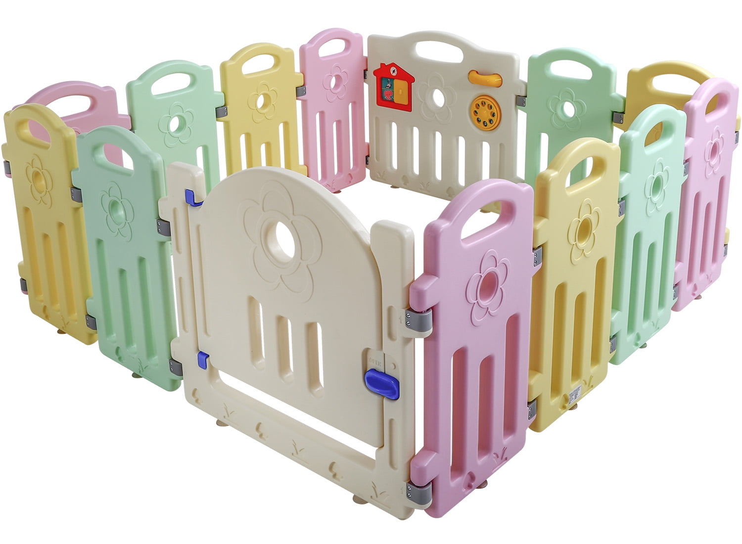 14 Panels Baby Playpen Playard with Activity Board, Indoor Safety Kids ...