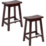 FDW Bar Stools Set of 2 for Kitchen Counter Solid Wooden Saddle Stools ...
