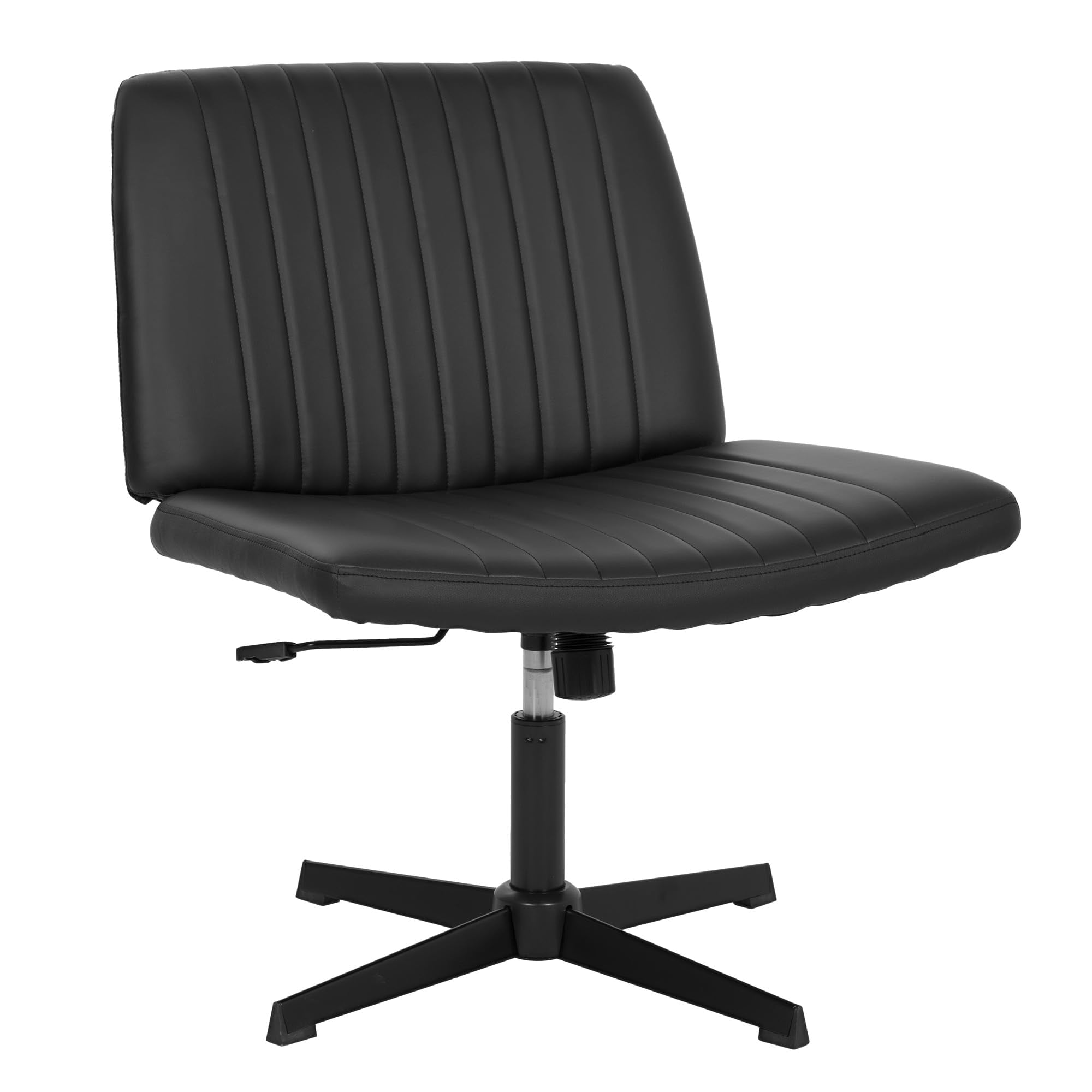 FDW Black Cross-Leg Chair - Armless Adjustable w/Wide Seat & U-Back ...