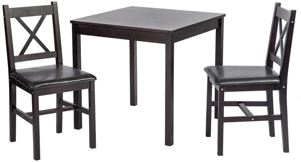 FDW Dining Kitchen Table Set for 2 Person, Solid Wood, Ideal for Small ...