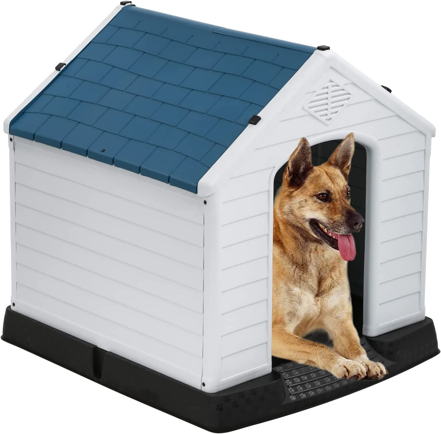 FDW Dog House Indoor Outdoor Durable Ventilate Waterproof Pet Plastic ...