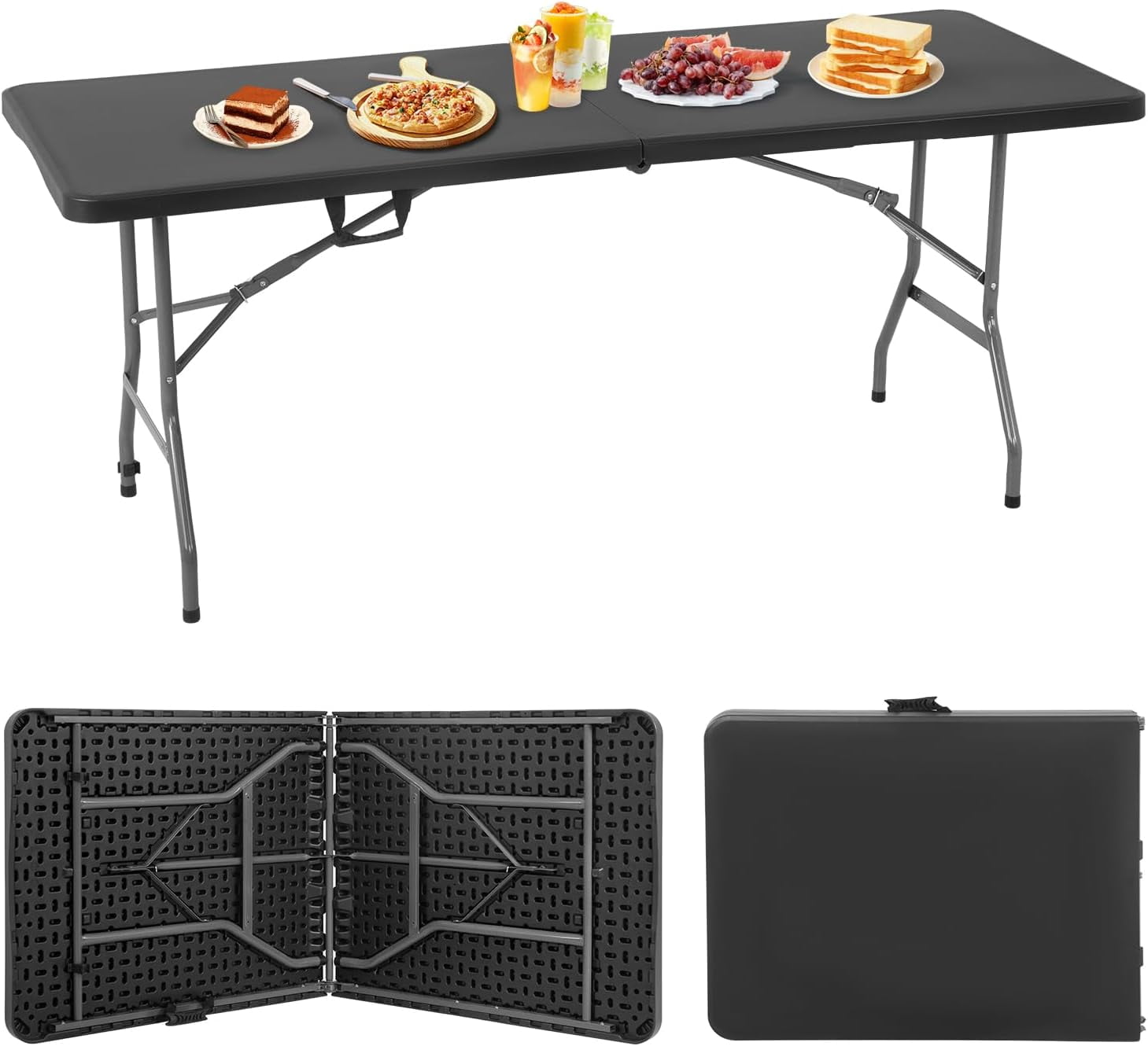 Free Shipping! FDW Outdoor Folding Portable Plastic Table, 6ft ...