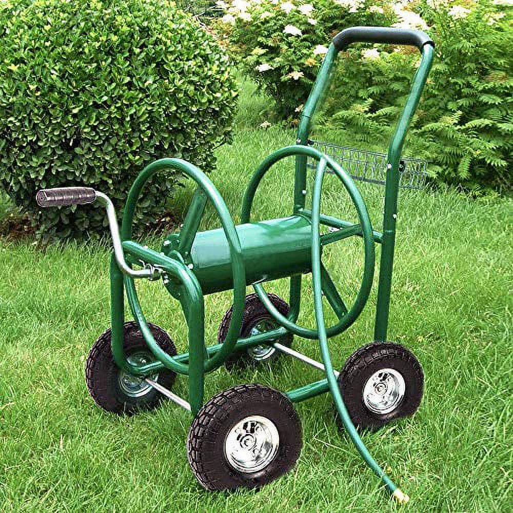 Heavy-Duty Steel Reel Cart with 300ft Garden Hose Capacity & Storage ...