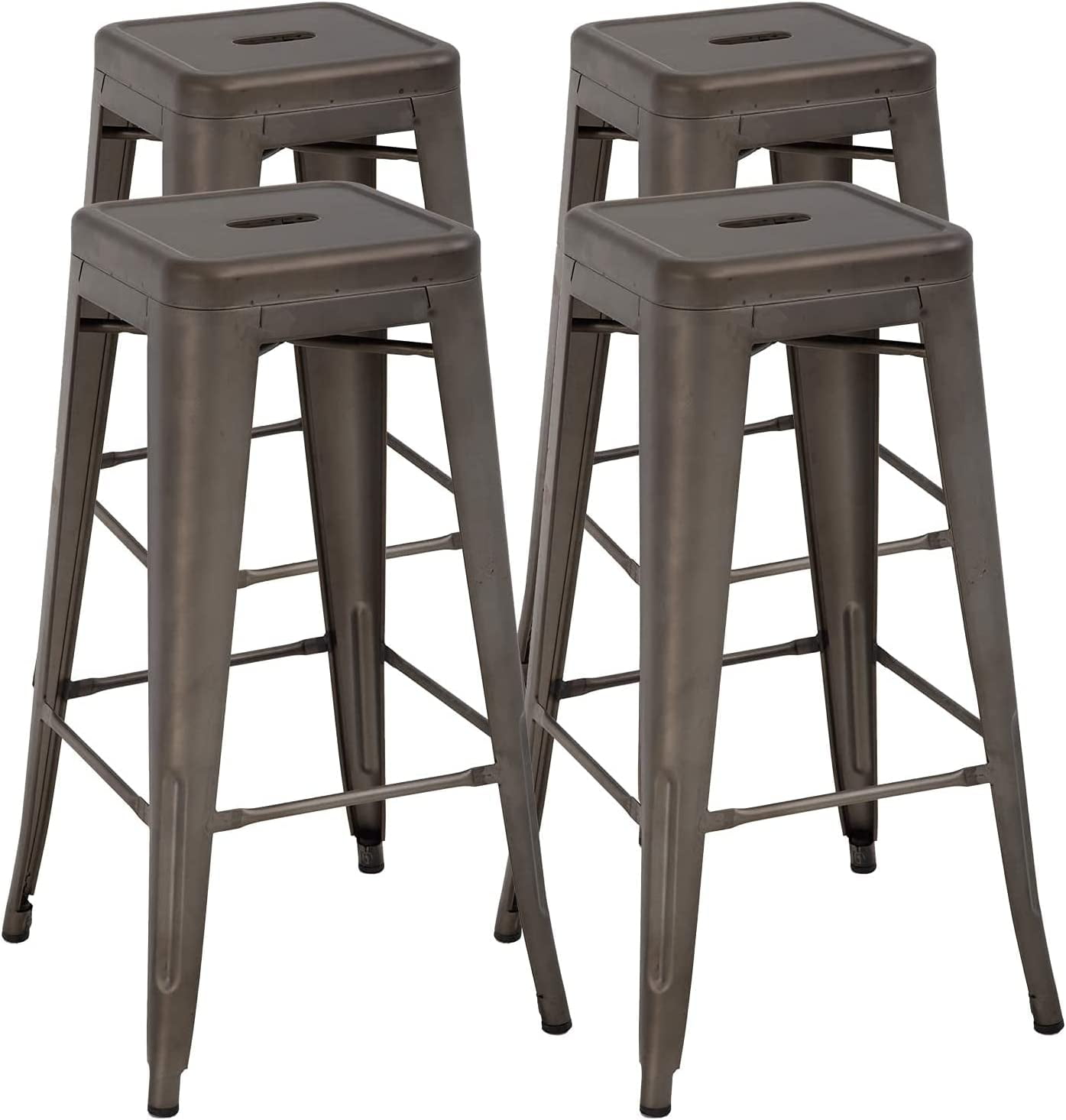 FDW Metal Bar Stools Set of 4 Counter Height Barstool Stackable ...