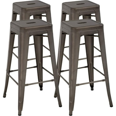 Metropolis Stackable Metal Backless Counter Stool (Set of 4), Multiple ...