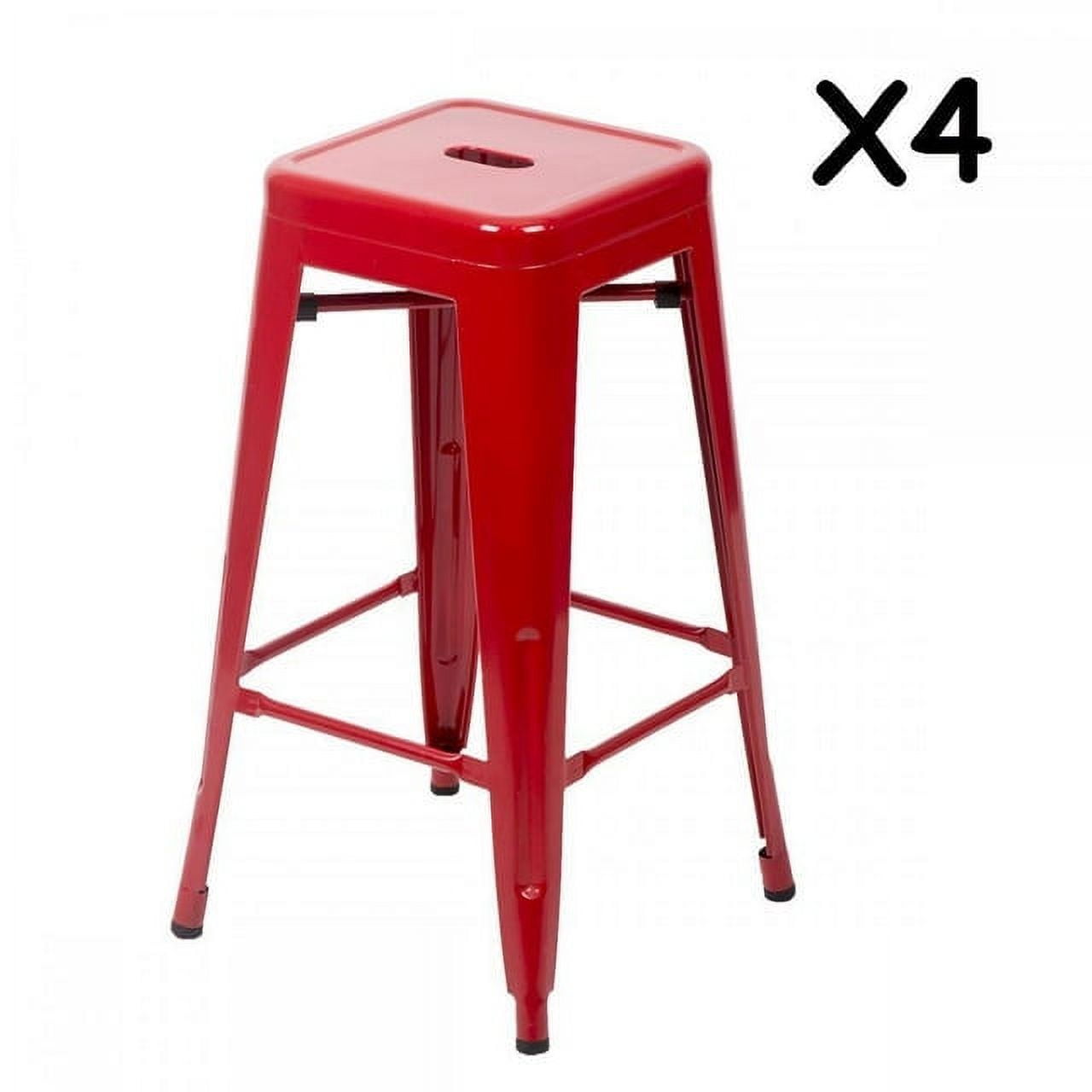 FDW Metal Bar Stools Set of 4 Counter Height Barstool Stackable ...