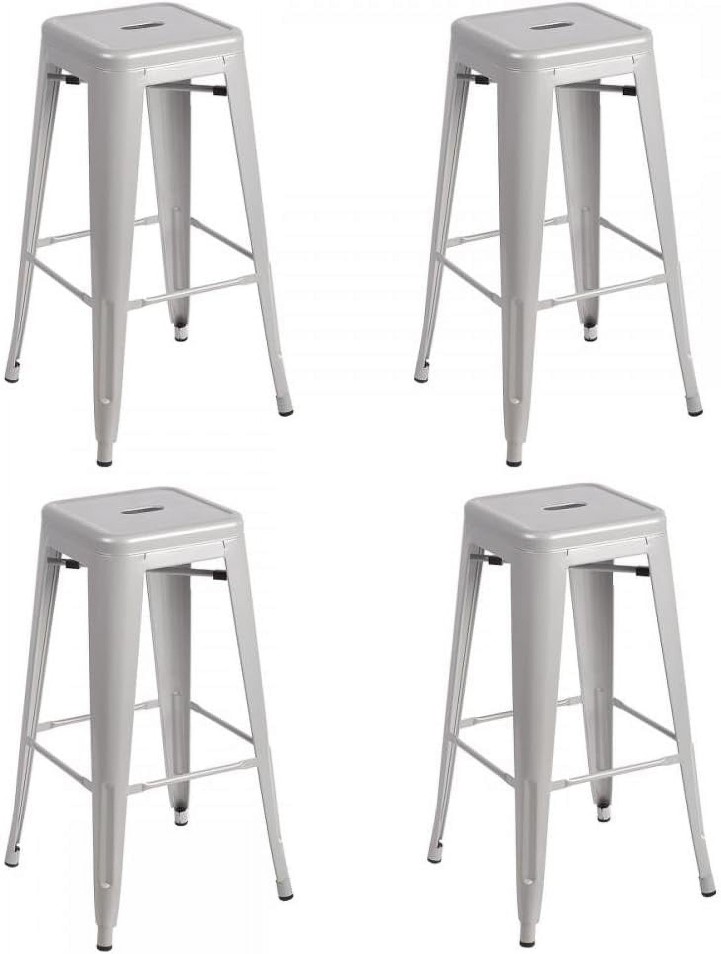FDW Metal Bar Stools Set of 4 Counter Height Barstool Stackable ...