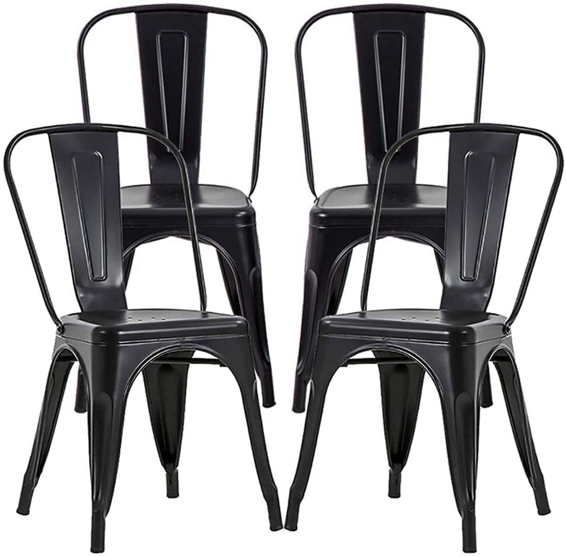 FDW Stackable Metal Dining Chairs Set of 4, Indoor/Outdoor Trattoria ...