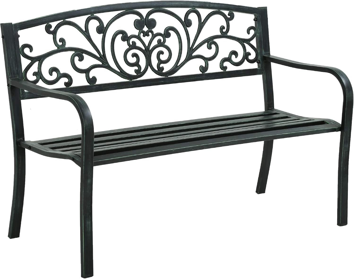 FDW Outdoor Durable Steel Garden Bench - Green - Walmart.com