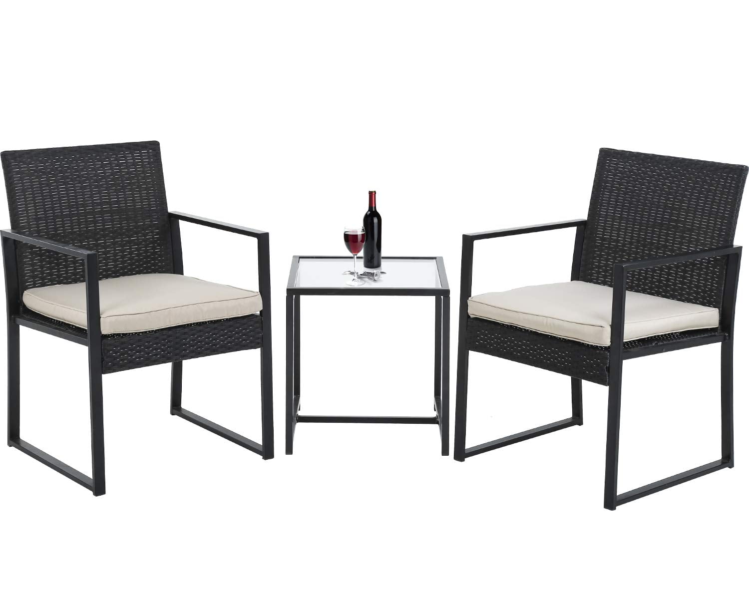 FDW Outdoor Patio Furniture Set,3 Pieces Wicker Modern Bistro Set ...