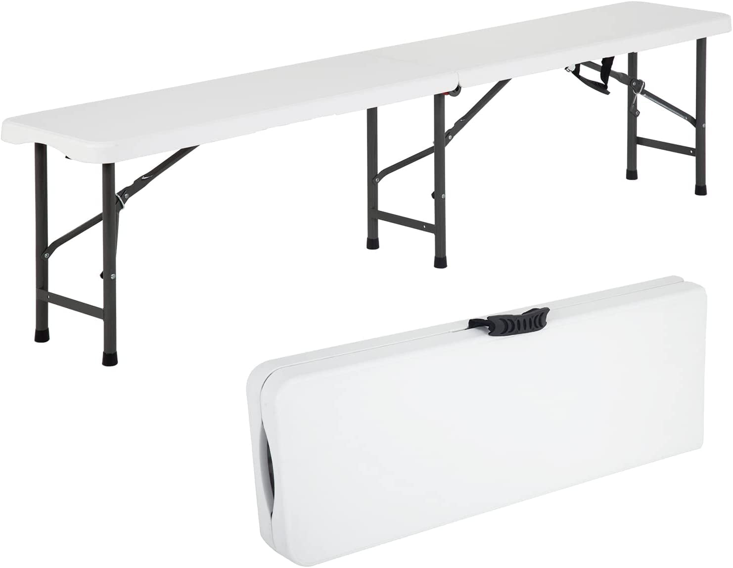 6FT Plastic Folding Bench, Portable Outdoor Garden Bench with Handle ...