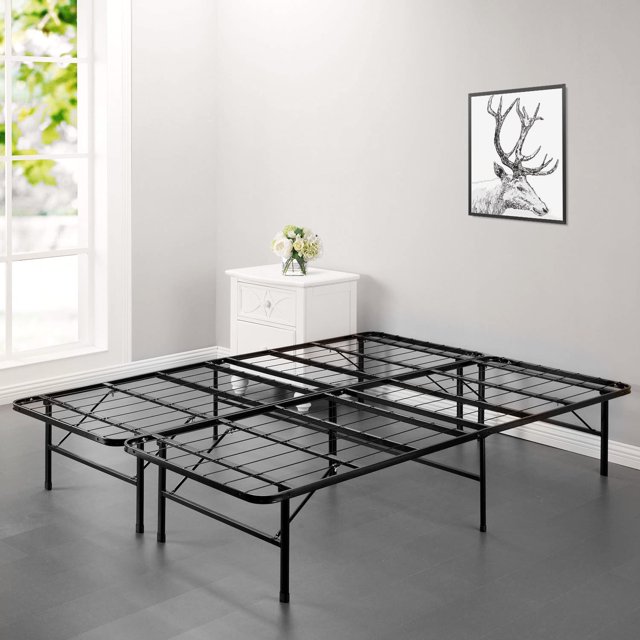 Modern Foldable Full Size Bi-Fold Metal Bed Frame, Mattress Foundation ...