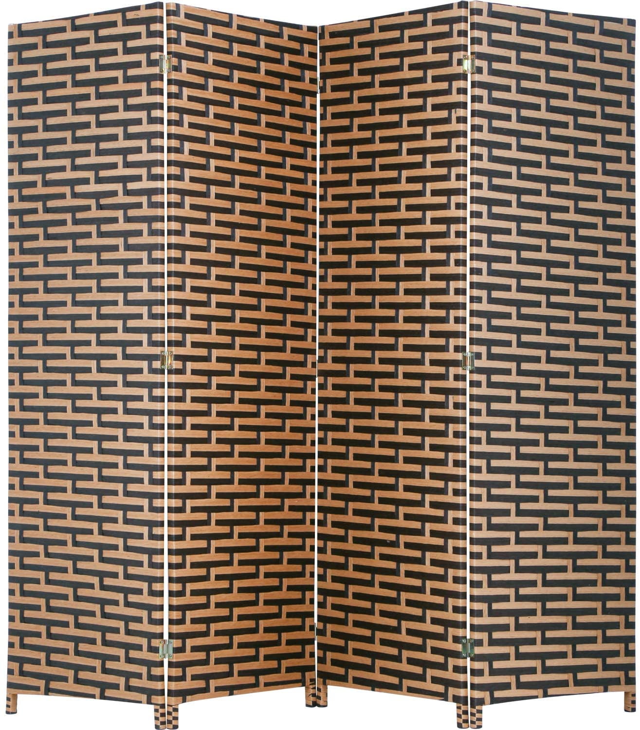 FDW Room Divider Wood Screen 4 Panel Wood Mesh Woven Design - Walmart.com