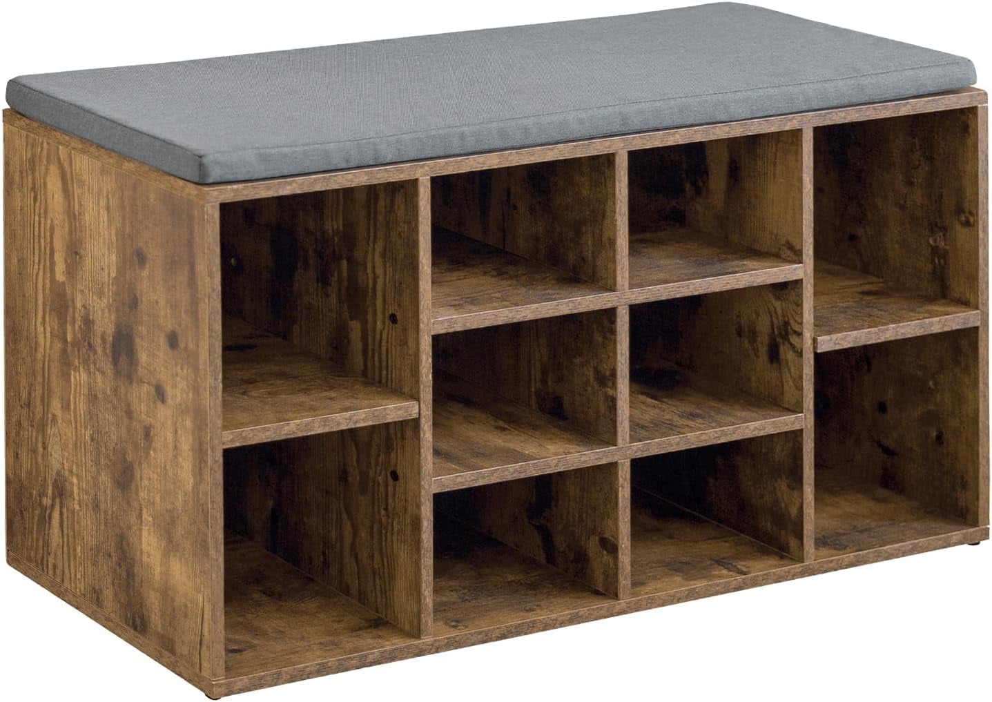 FDW Shoe Bench Storage Bench with Padded Seat 10 Compartments Holds Up ...