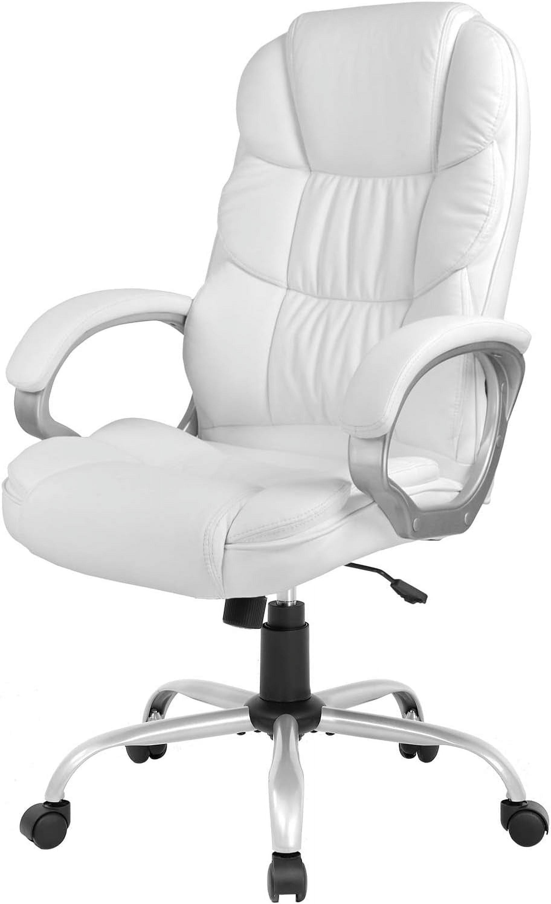 FDW White Ergonomic Office Chair - PU Leather w/Lumbar Support ...