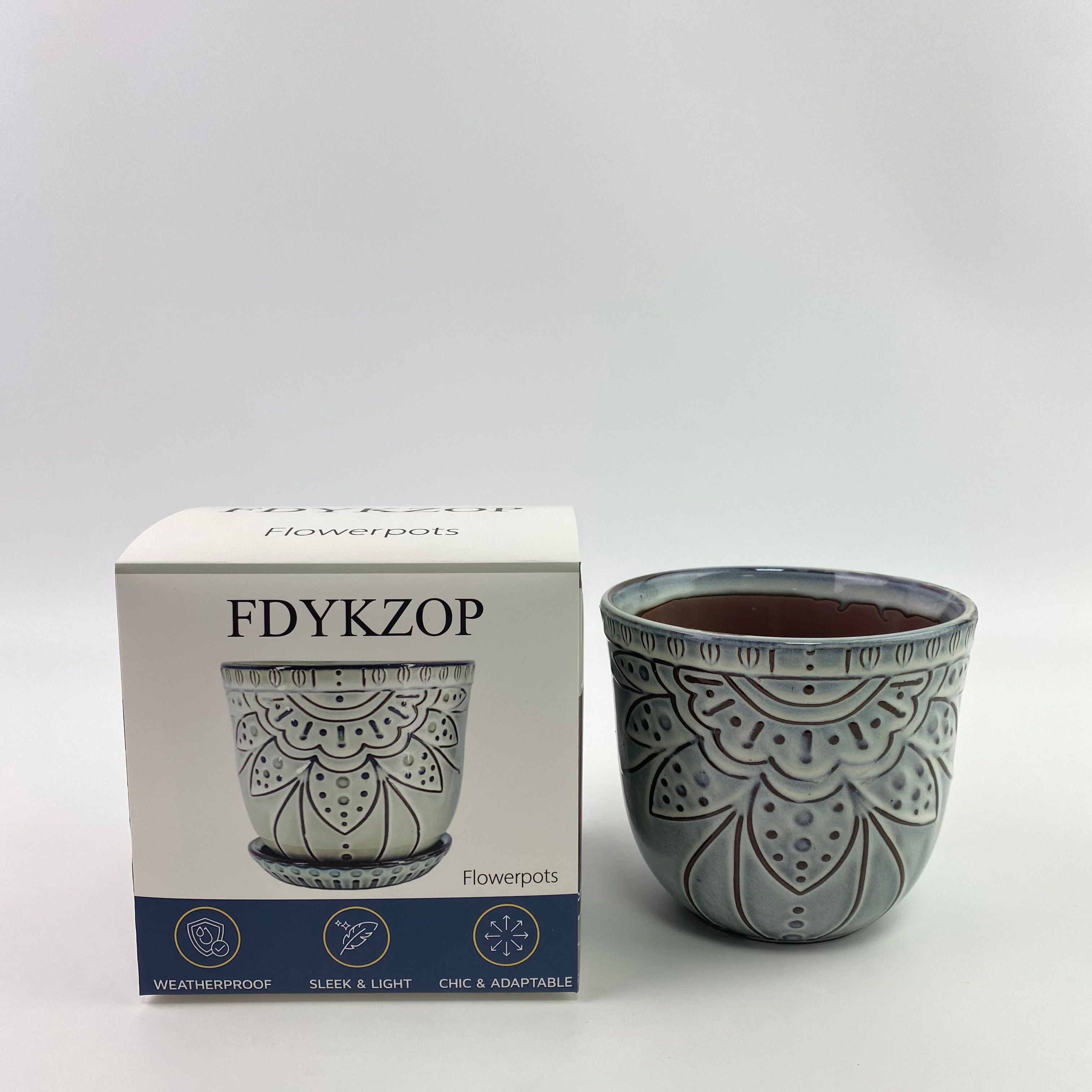 FDYKZOP Flowerpots,6 Inch Beaded Ceramic Planter with Drainage Hole and ...