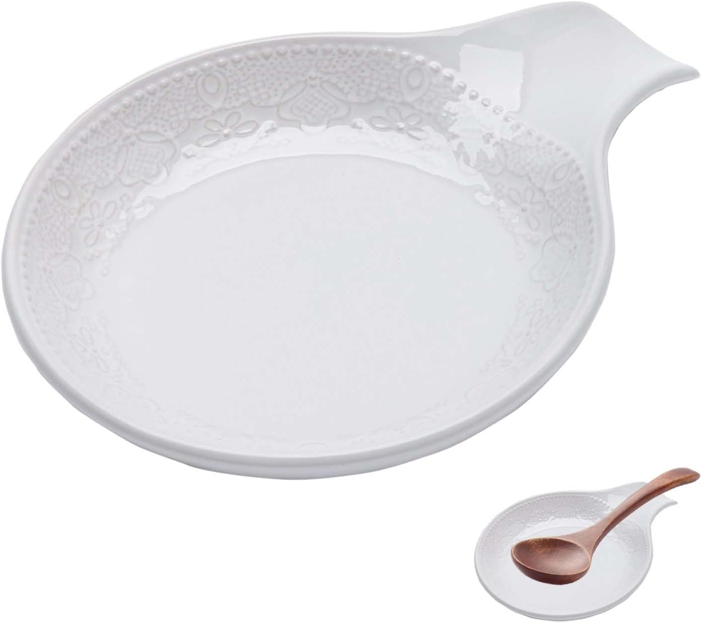 FE FUN ELEMENTS SpoonHolder, Ceramic Spoon Rest for Kitchen Countertop ...