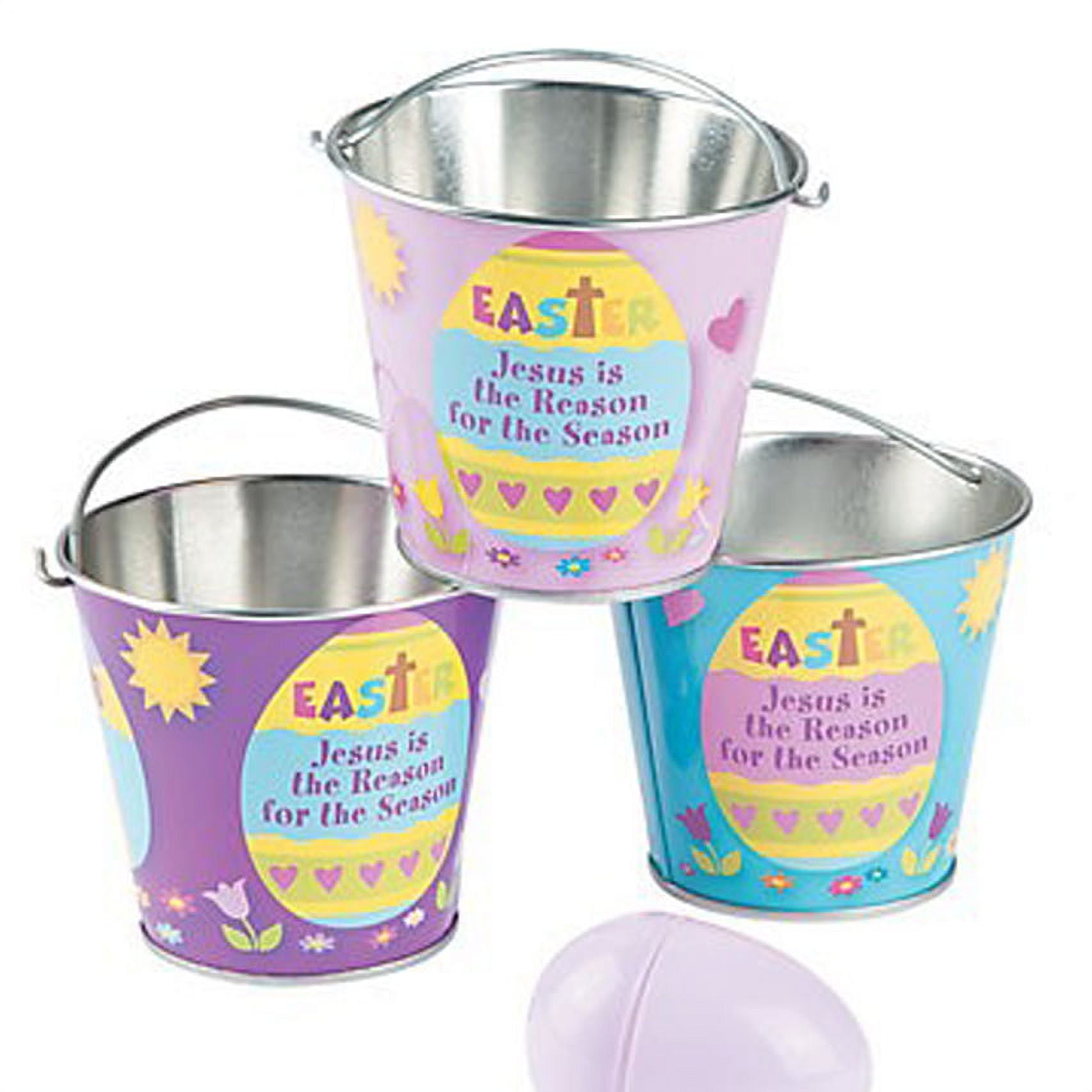 FE-OTC Easter Decor - Jesus Is Reason Pastel Tin Pail Buckets 12PC ...