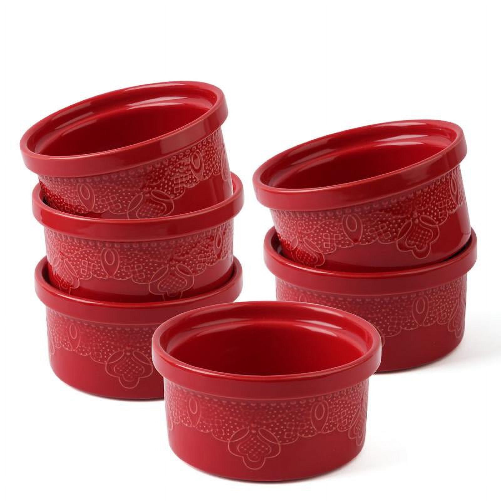 The Pioneer Woman 6 Piece Fancy Flourish Ramekin Set with Carrying ...