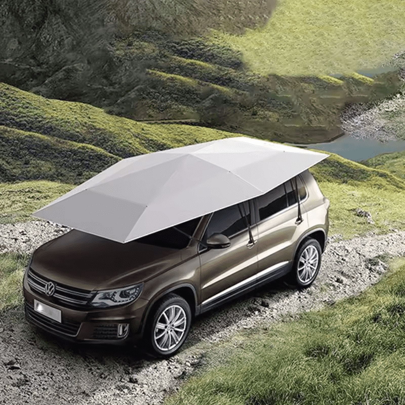 FEAMONT 14ft Semi-Automatic Outdoor Car Umbrella Tent Cover, 210D Oxford UV Protection ...