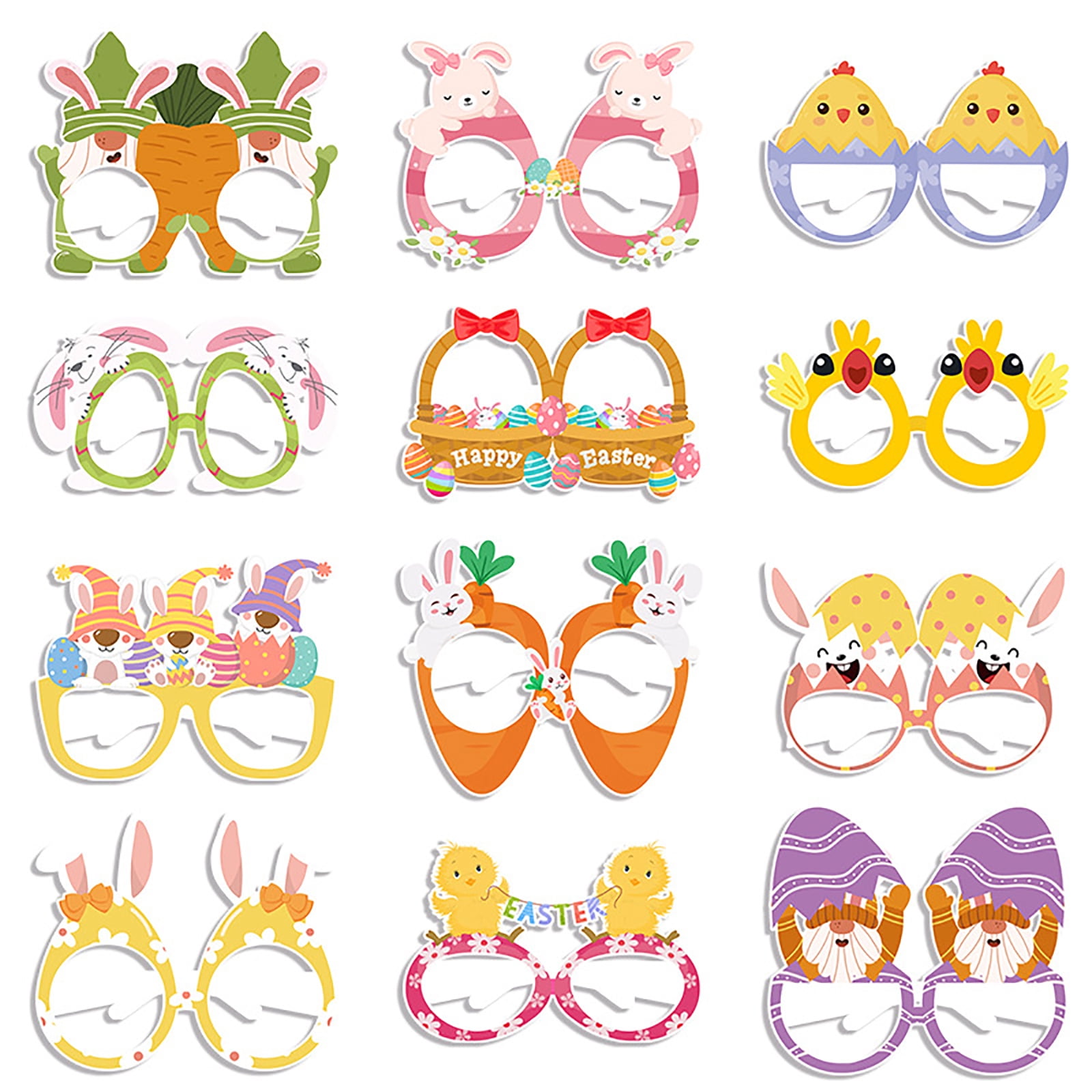 FEAMOS 12PCS Easter Party Glasses Frame Set Paper Eyeglasses Easter ...