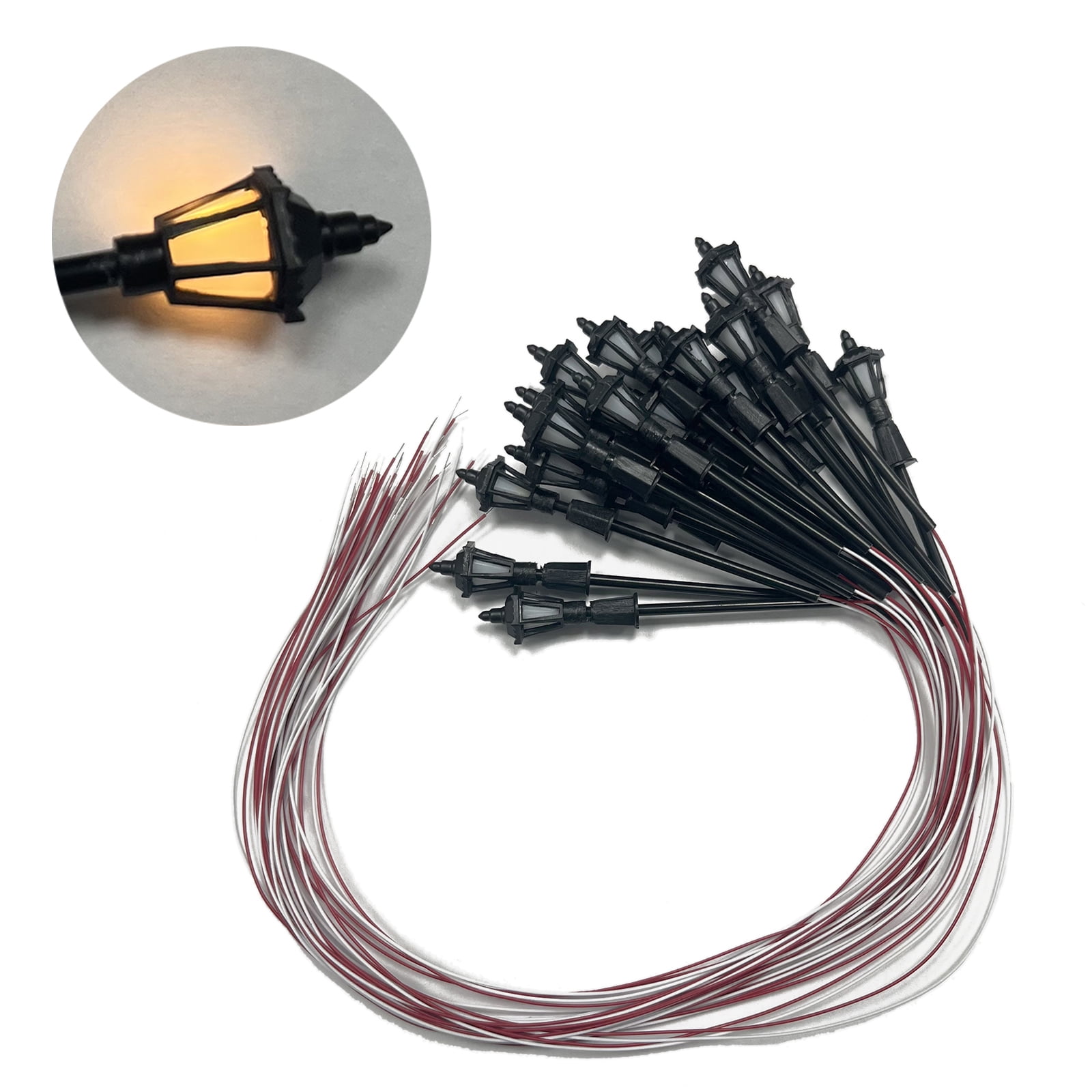 FEAMOS 20pcs Model Street Lamp White Warm Light Model for Sand-table ...