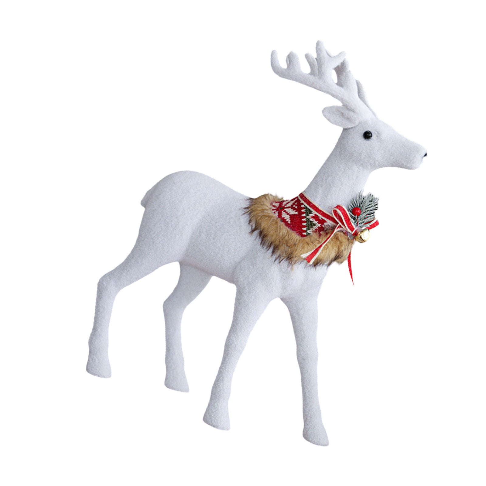 FEAMOS Christmas White Reindeer Figurine Realistic Christmas Reindeer ...