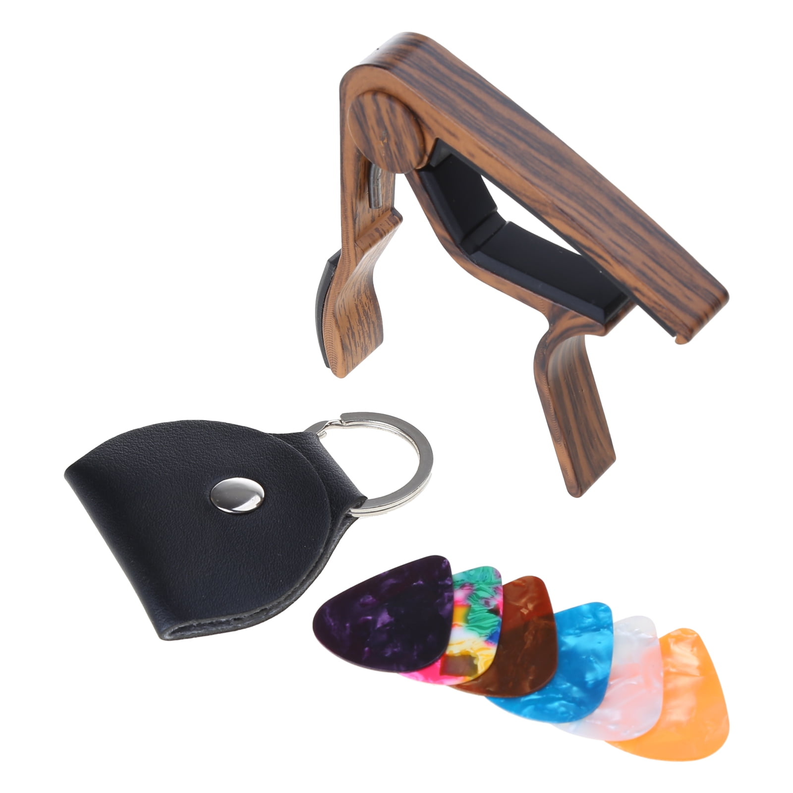 FEAMOS Metal Acoustic Electric Guitar Capo Clamp with Picks Holder Kits ...