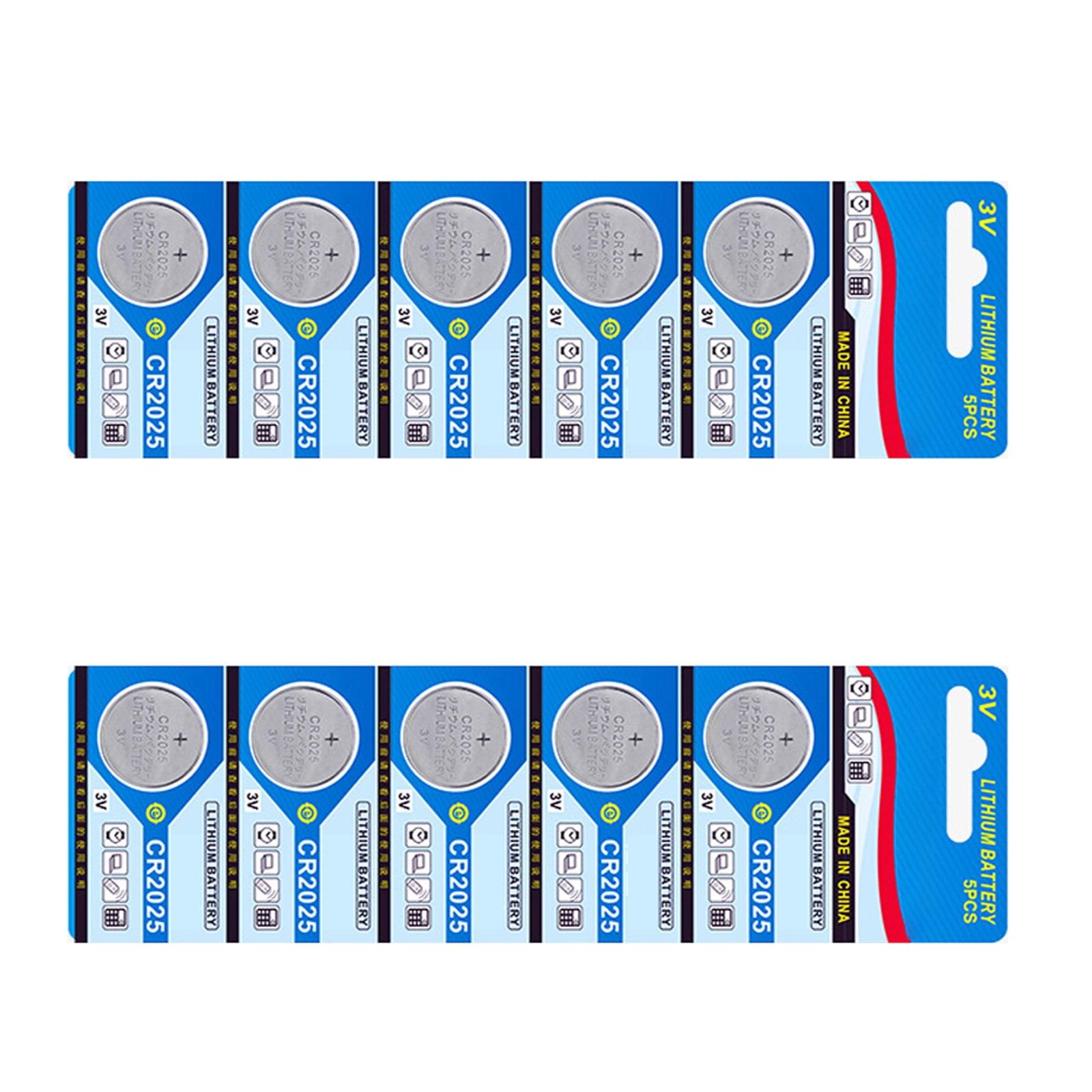 FEAMOS Pack Of 10pc/5pc CR2025 3V Lithium Coin Batteries Coin Cell ...