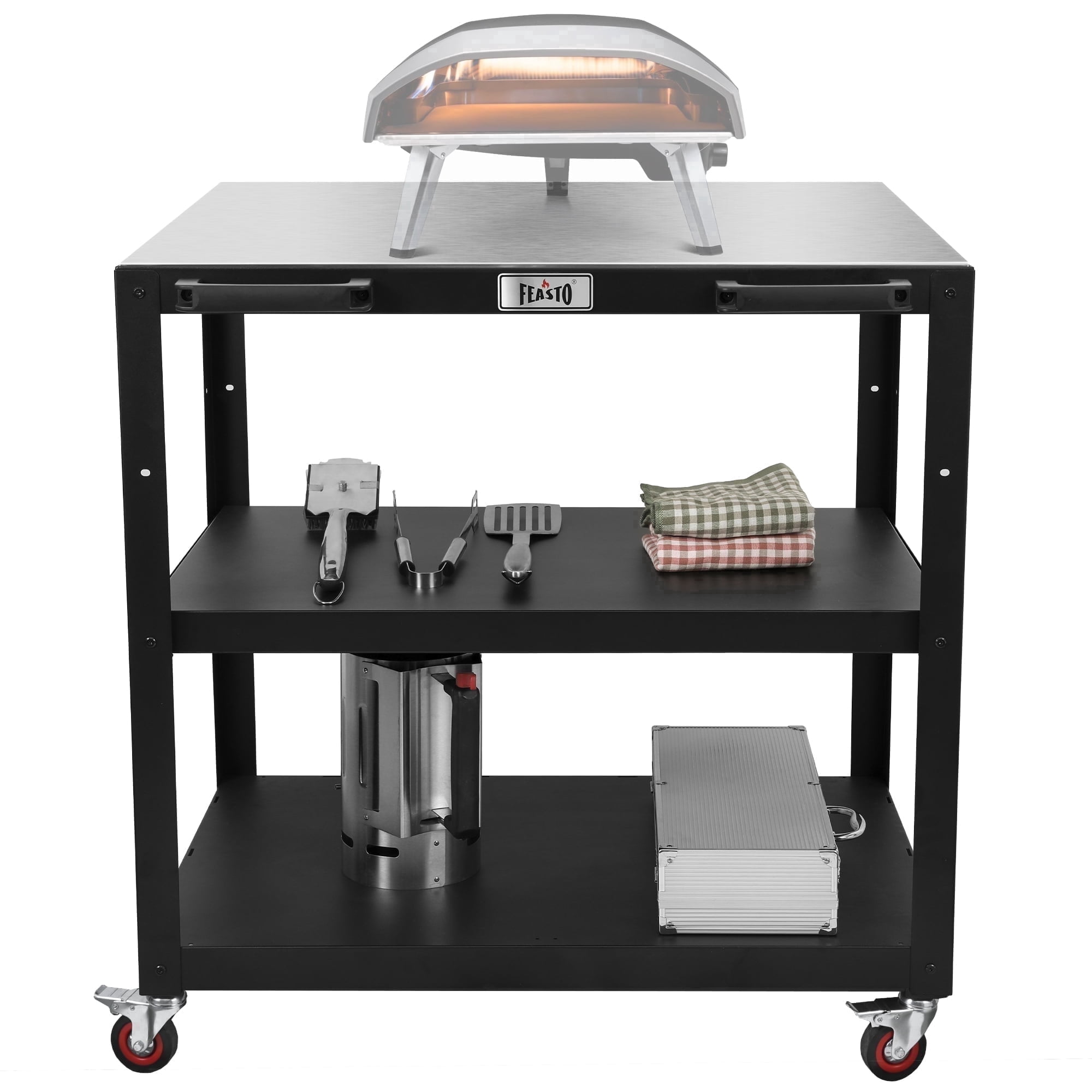 Feasto 3-Shelf 304 Stainless Steel Outdoor Kitchen Table Cart, Movable ...
