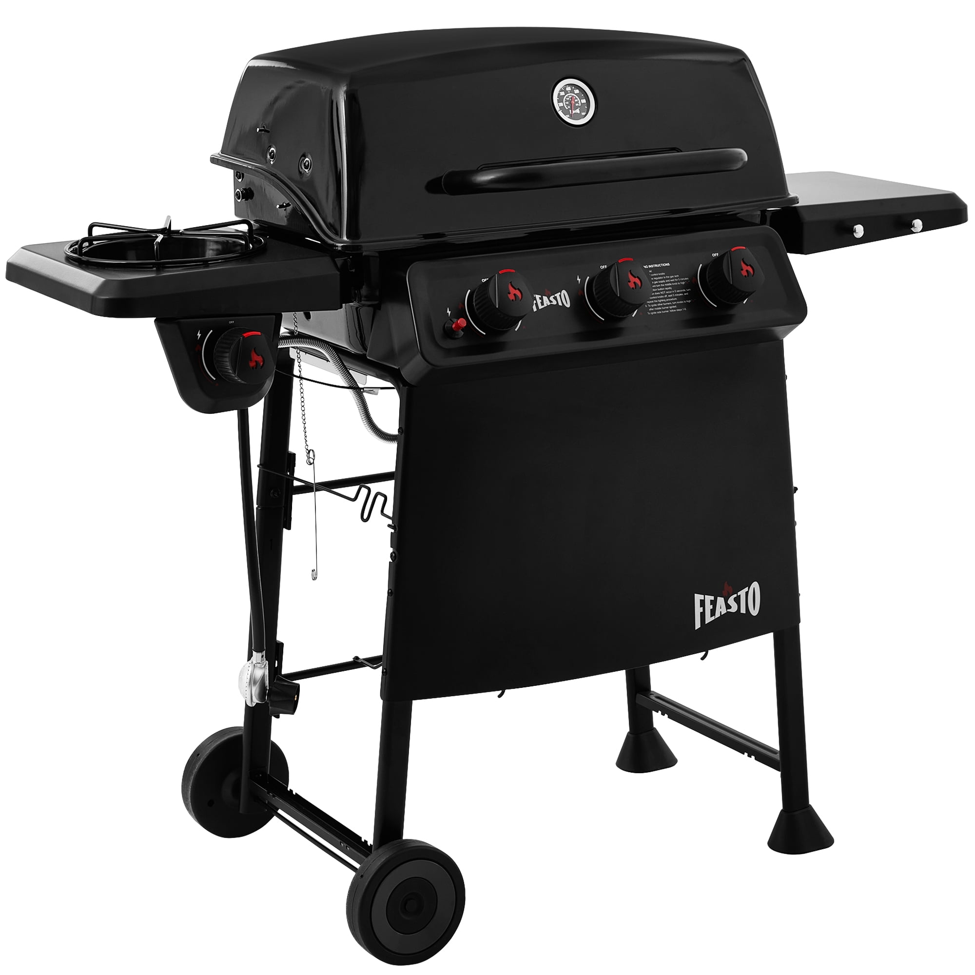 FEASTO 38,000 BTU Propane Gas Grill with Side Burner, 504 Sq. In ...