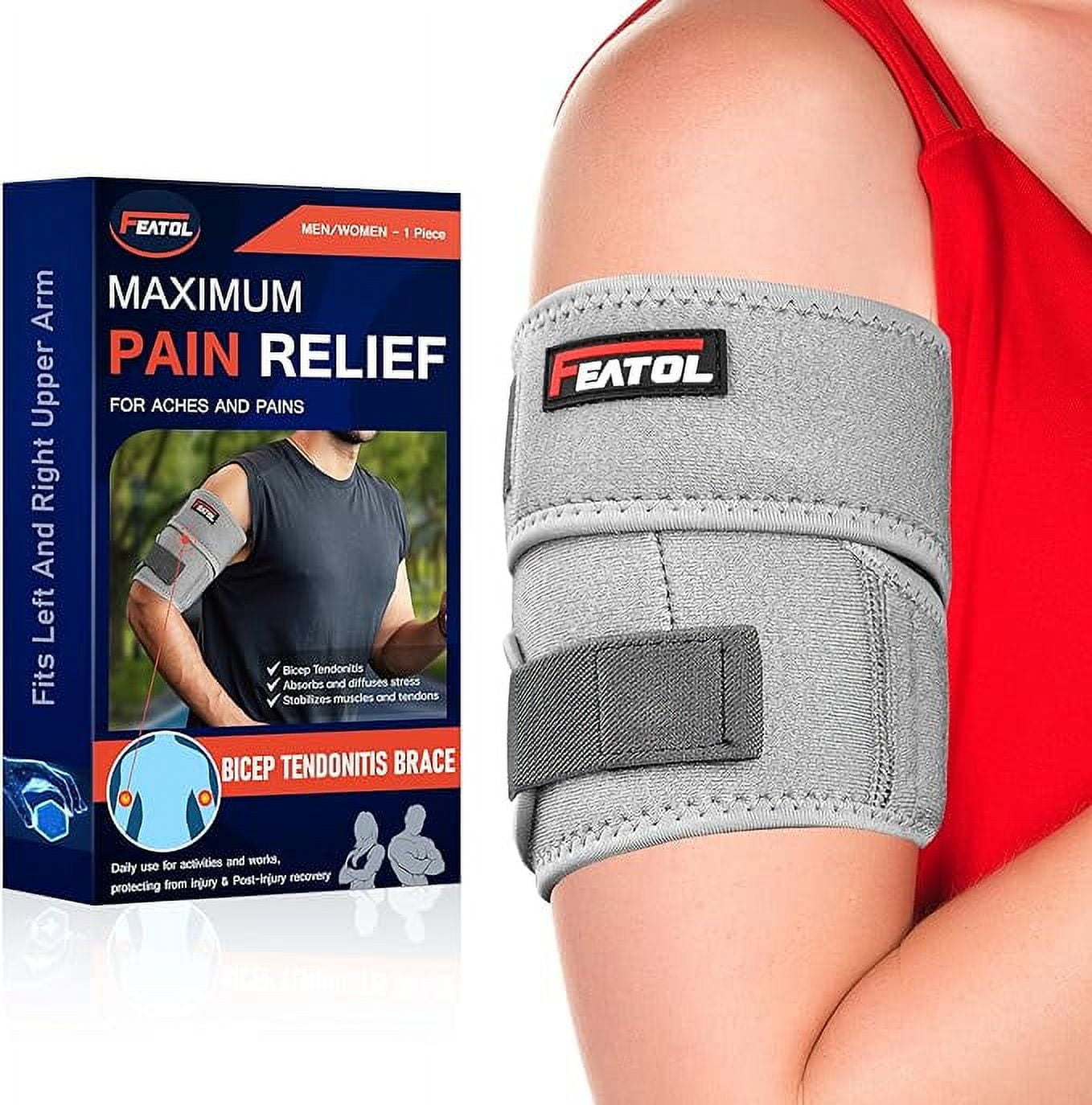 FEATOL Bicep Tendonitis Brace Triceps Brace Bicep Support Bands, Upper ...