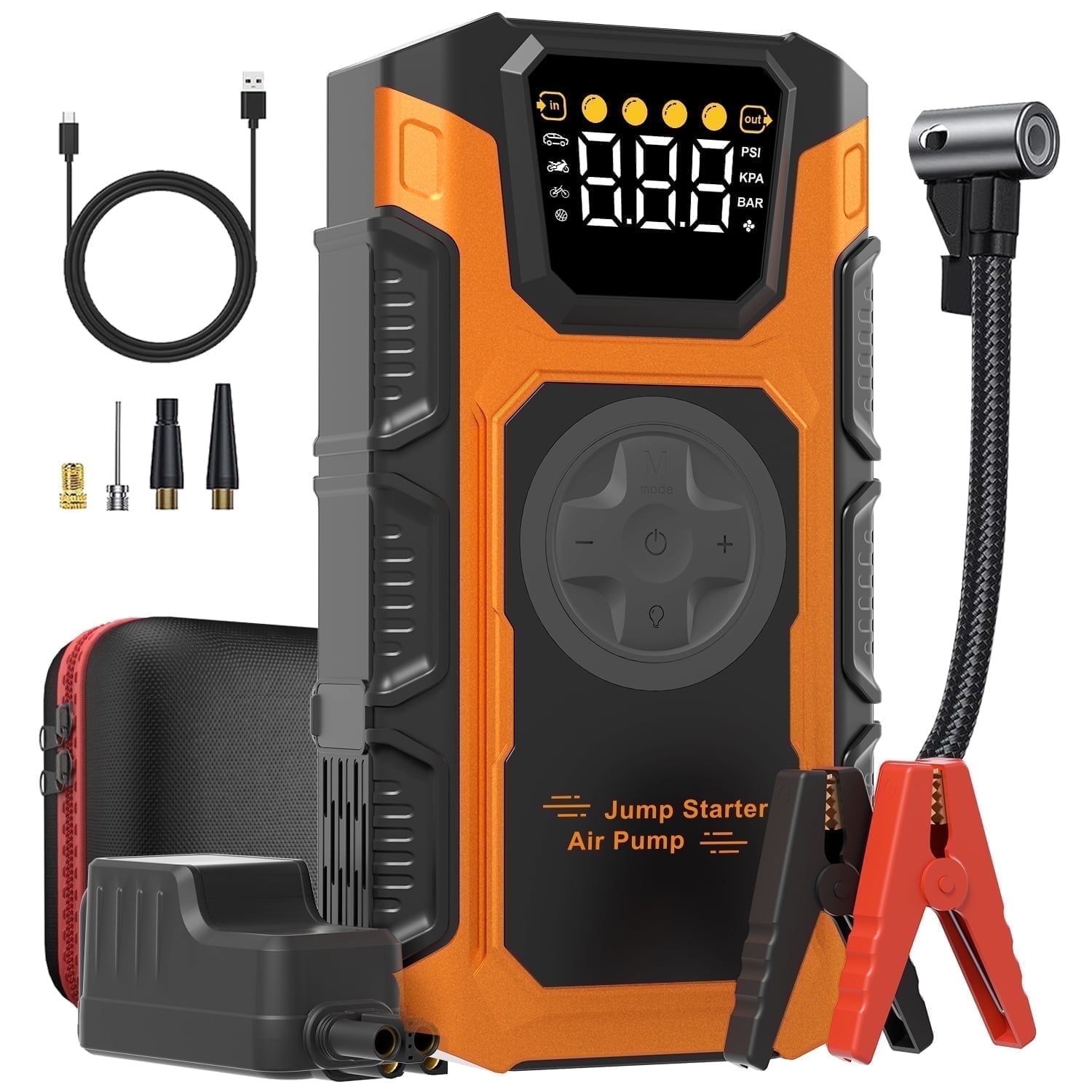 Featou Jump Starter with Air Compressor,5000A Peak Battery Jump Starter (up to 8.5L Gas&7.0L ...