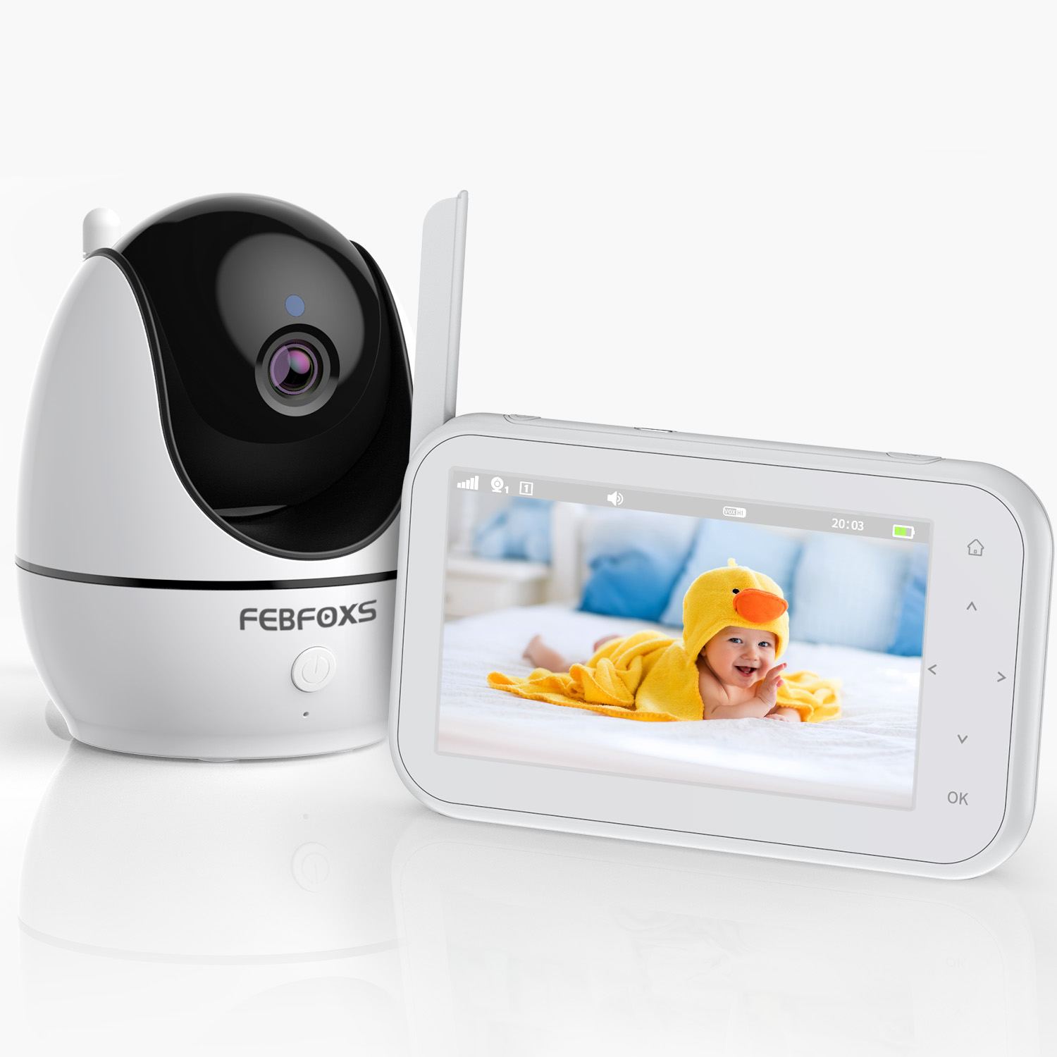 Babysense Split Screen Video Baby Monitor, 4.3" Display with 2 PTZ ...