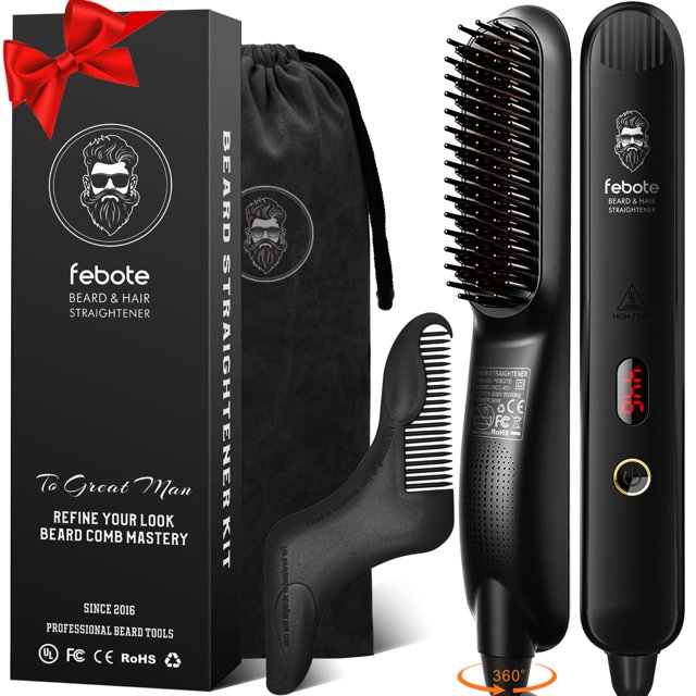 Aokur Men's Beard Straightening Set, Anti-Scald Hot Hair Comb, 5 Temp ...