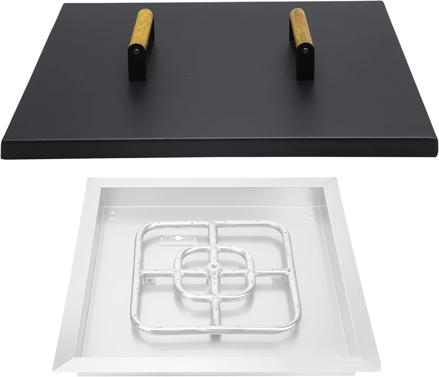 FEBTECH 21" Fire Pit Snuffer Lid Square for 19" Fire Pits with Wooden ...