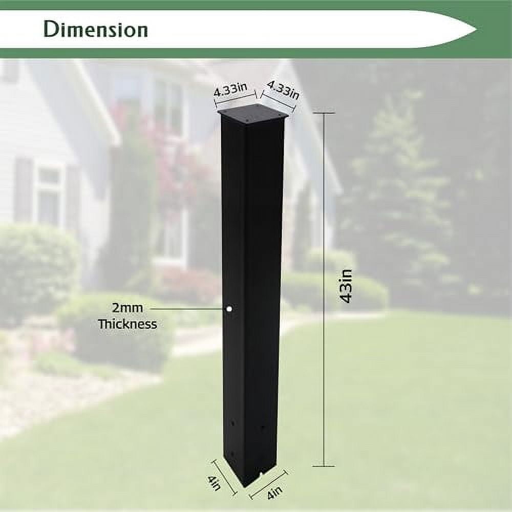FEBTECH 43-inch Heavy Duty Steel Mailbox Post - Powder Coated Modern ...