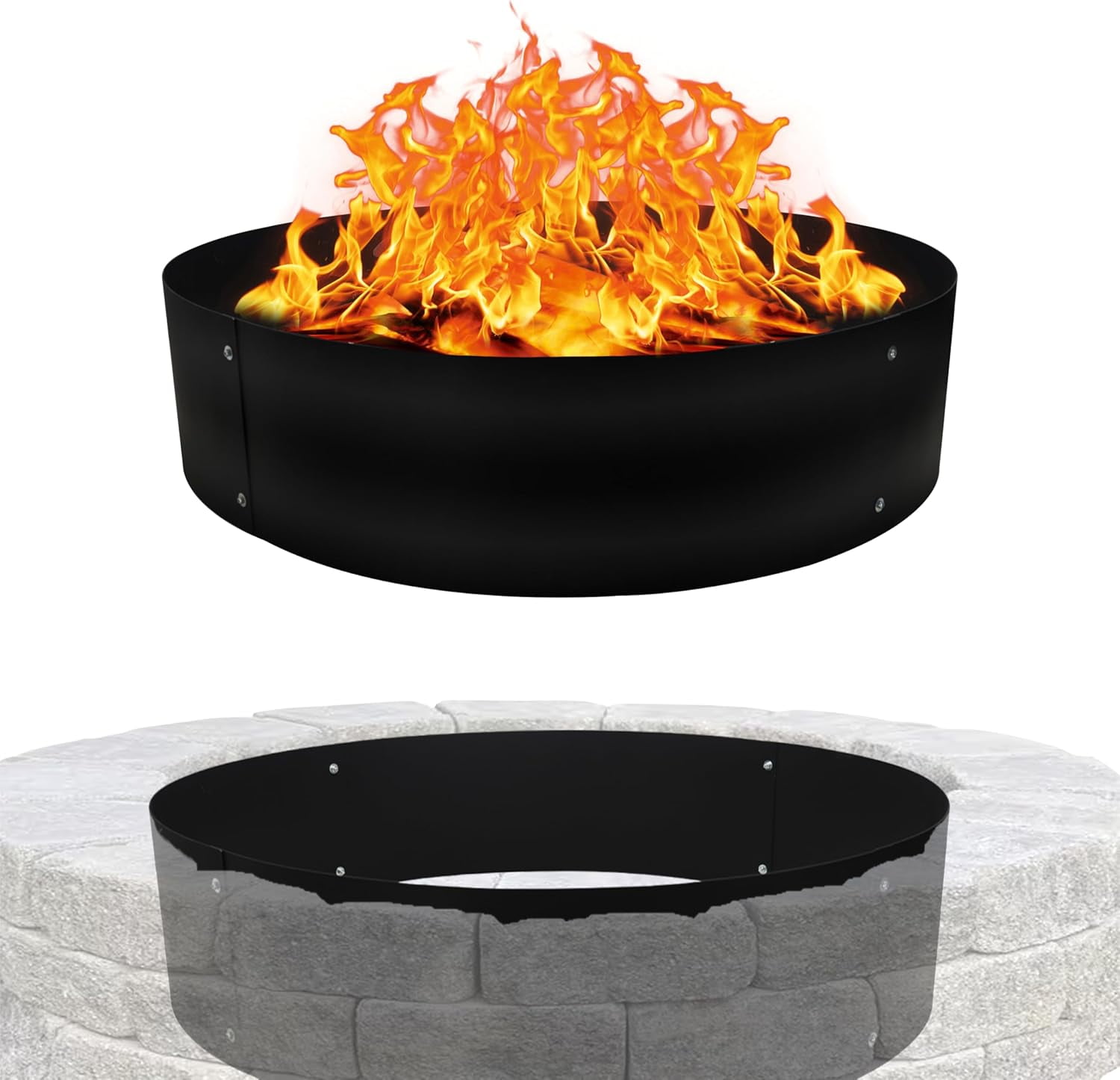 FEBTECH - 48" Portable Firepit Ring Liner - 2MM Carbon Steel DIY Fire ...