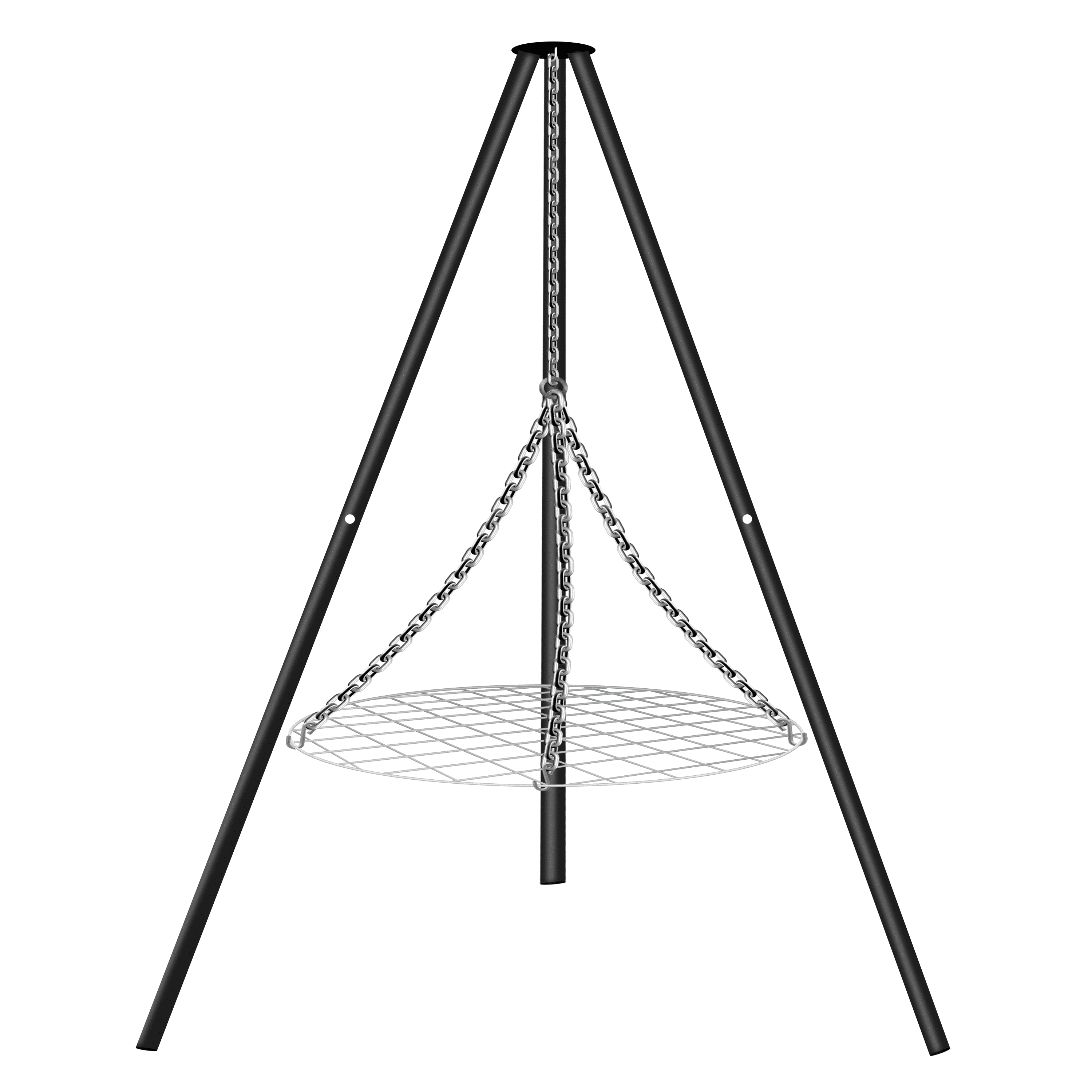FEBTECH- 55" Steel campfire tripod with Grill Grate Over Fire Pit with ...