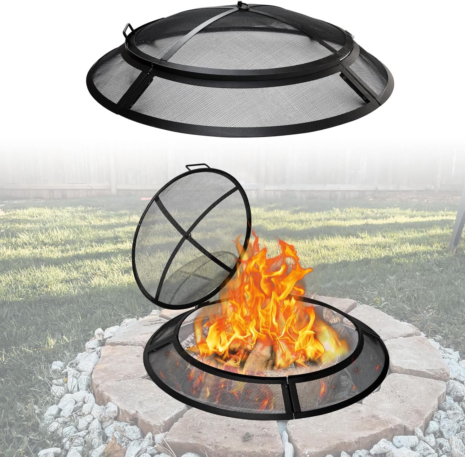 FEBTECH - Firepit Screen Covers Round 36 - Heavy Duty Outdoor Spark ...