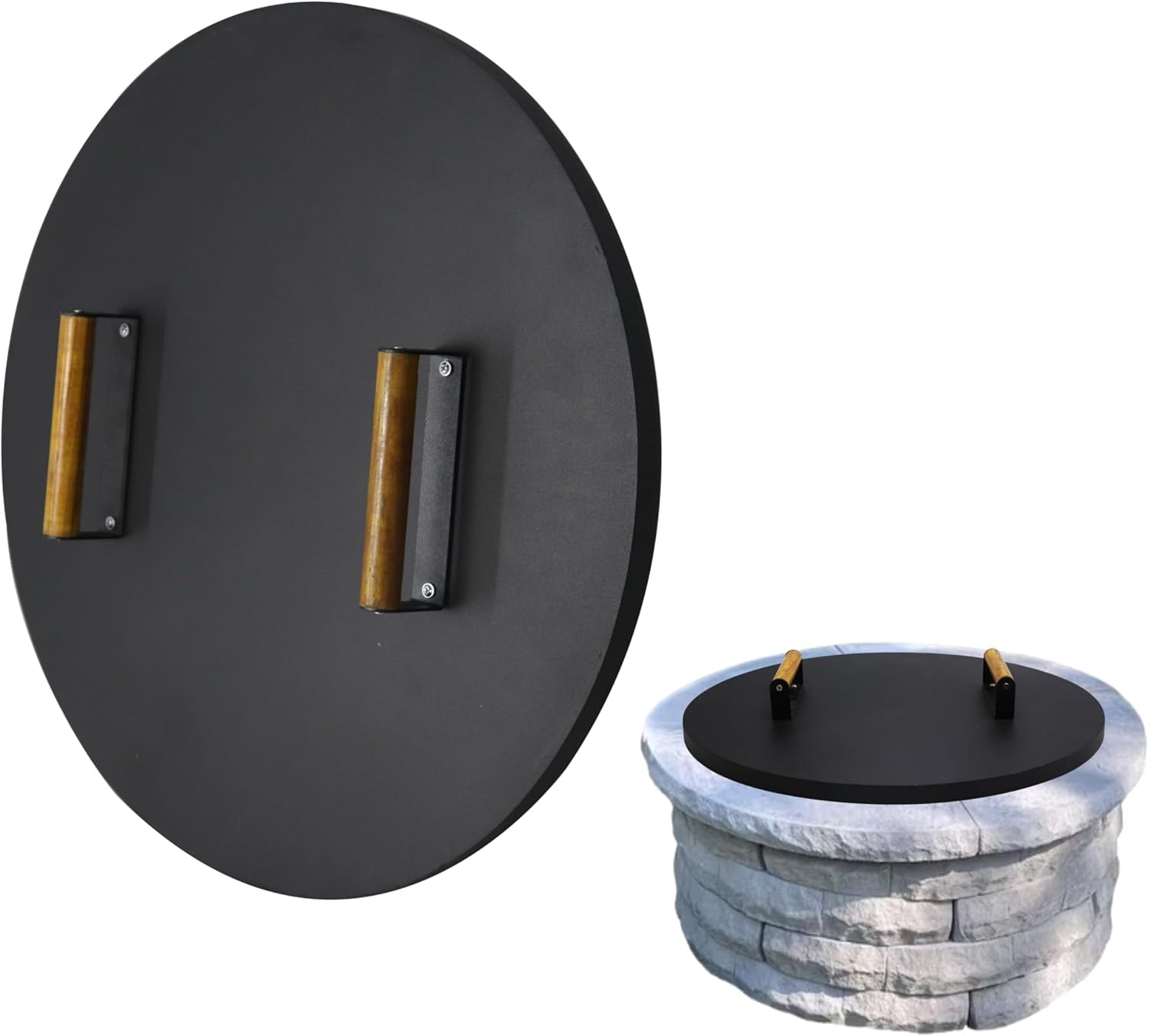 FEBTECH Outdoor Firepit Cover Round 22" - Carbon Steel Solid Fire Pit ...