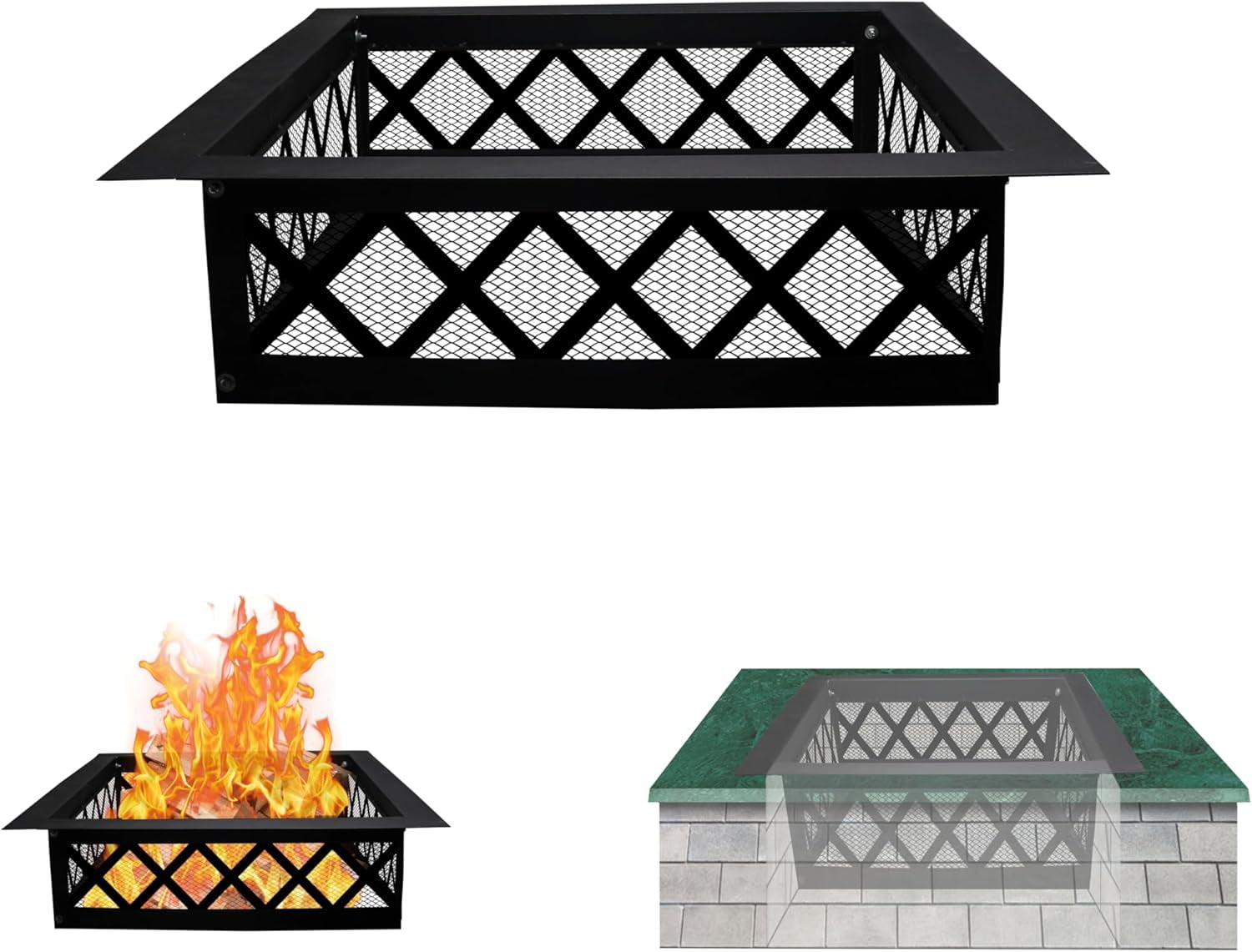 FEBTECH Portable Fire Pit Ring Square - Solid Carbon Steel 36 Inch ...