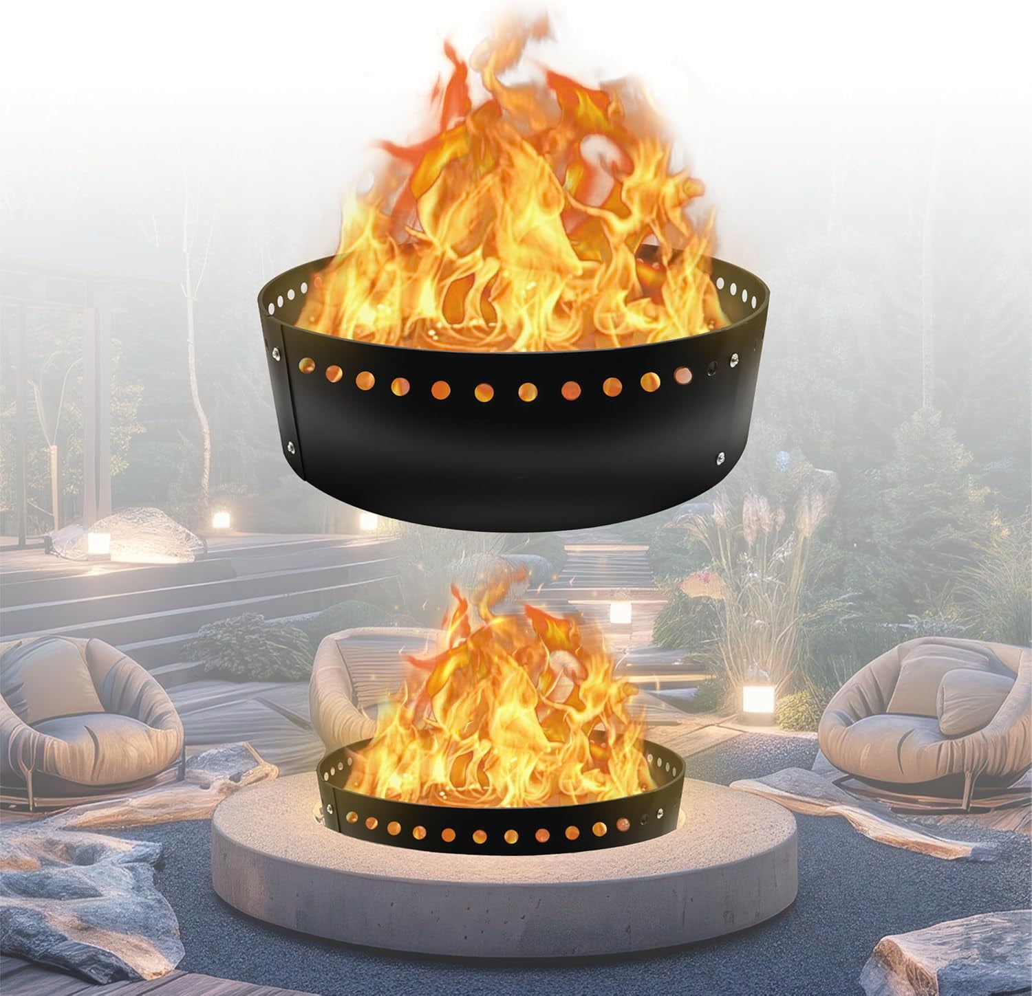 FEBTECH - Smokeless Fire Ring Insert - 36" X 10" - Portable Fire Ring ...