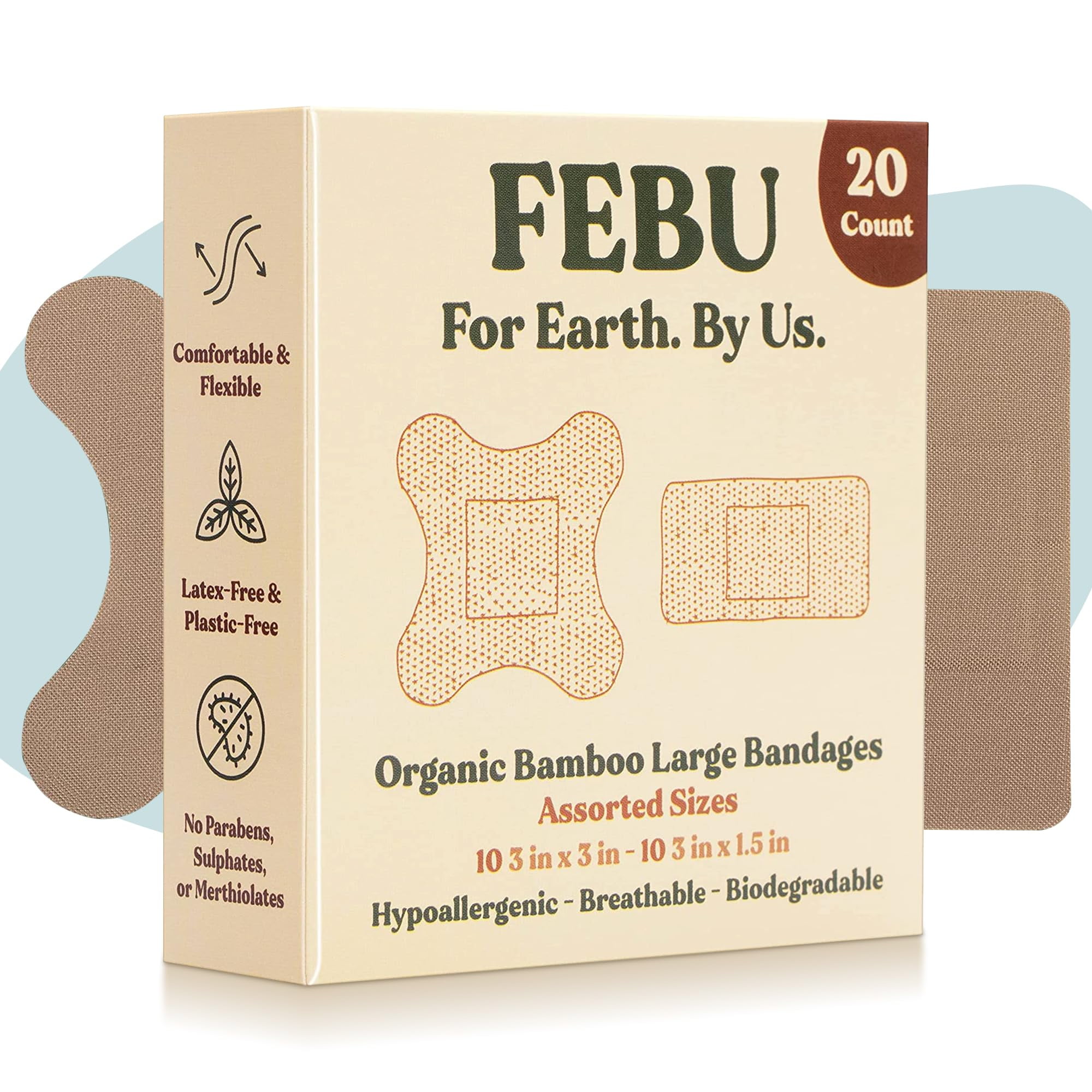 FEBU Eco-Friendly Large Organic Bamboo Bandages for Sensitive Skin ...