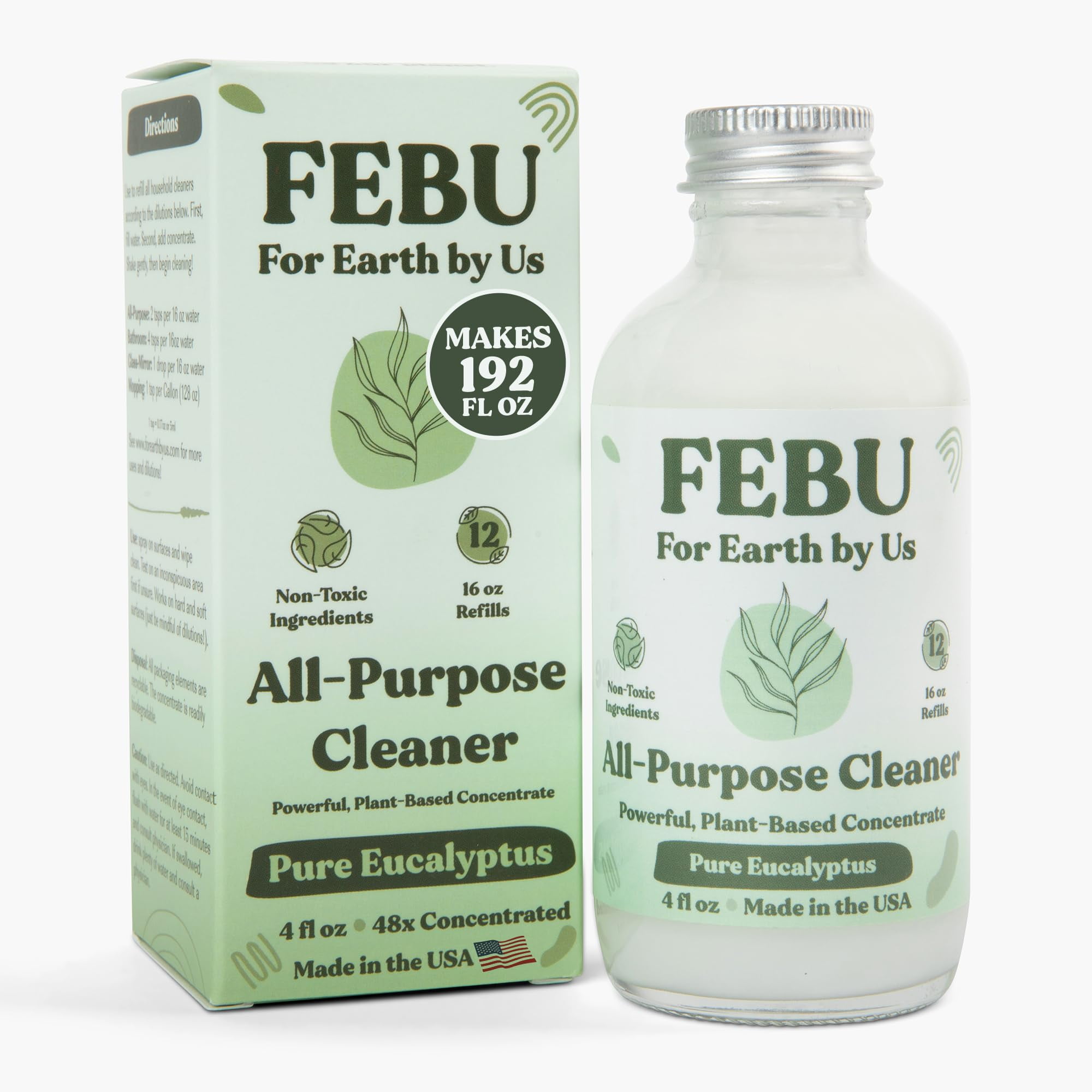 FEBU All Purpose Cleaner, Pure Eucalyptus, 4oz | Powerful Cleaner Concentrate With Essential ...
