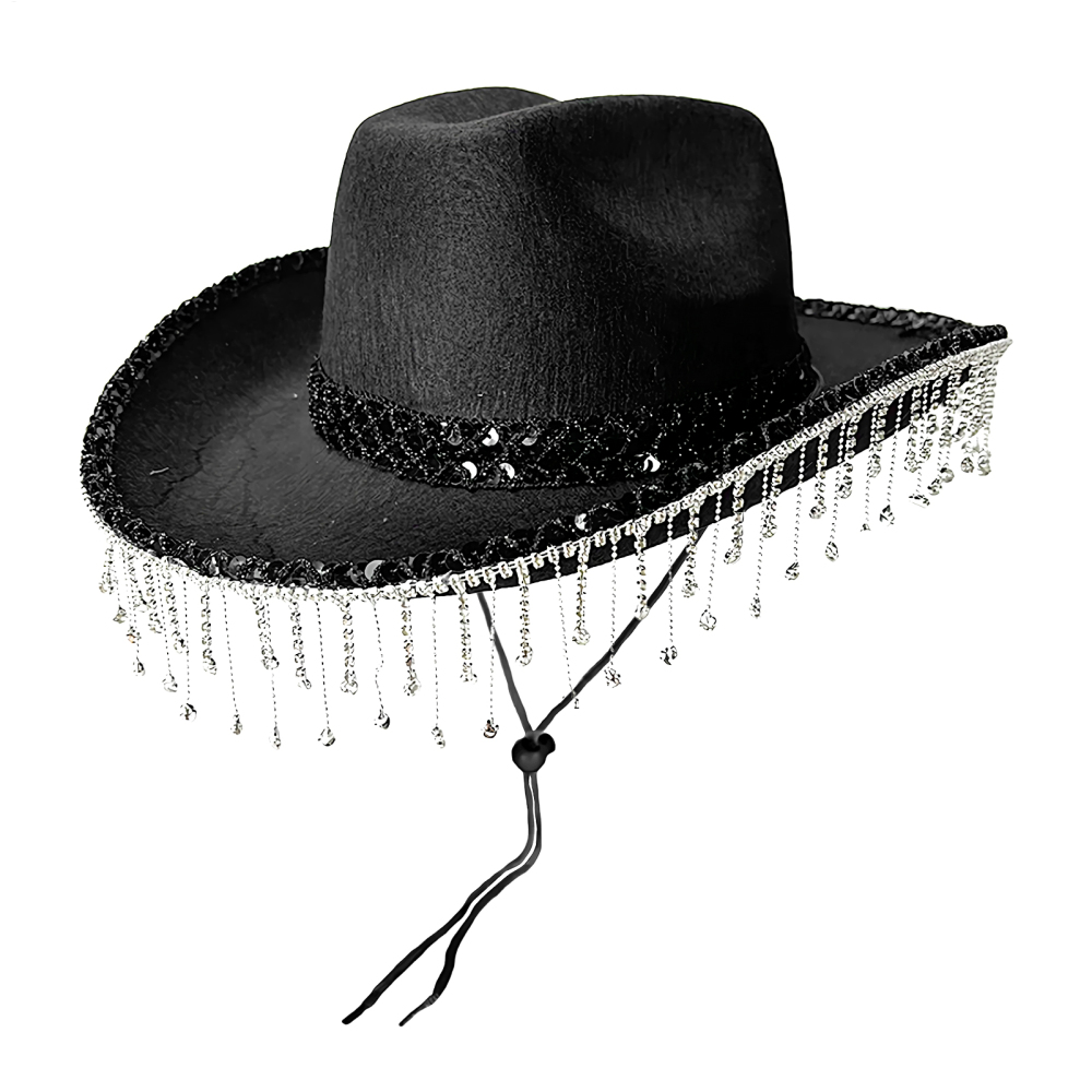 FEBUD Cowboy Hat Western Hat for Masquerade Rhinestone Tassel Headwear ...